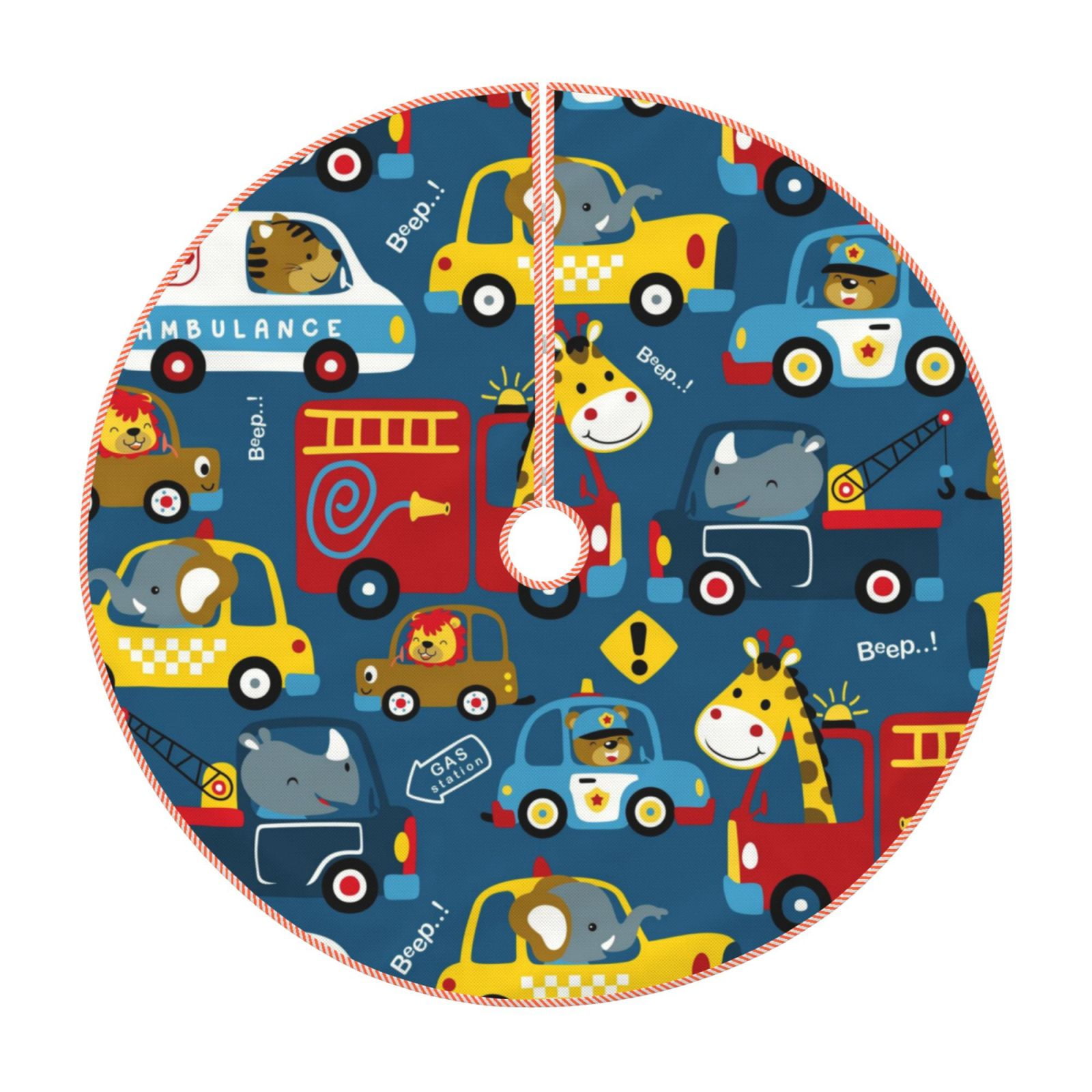Kll Vehicles Cartoon With Funny Drivers Christmas Tree Skirt ,Party ...