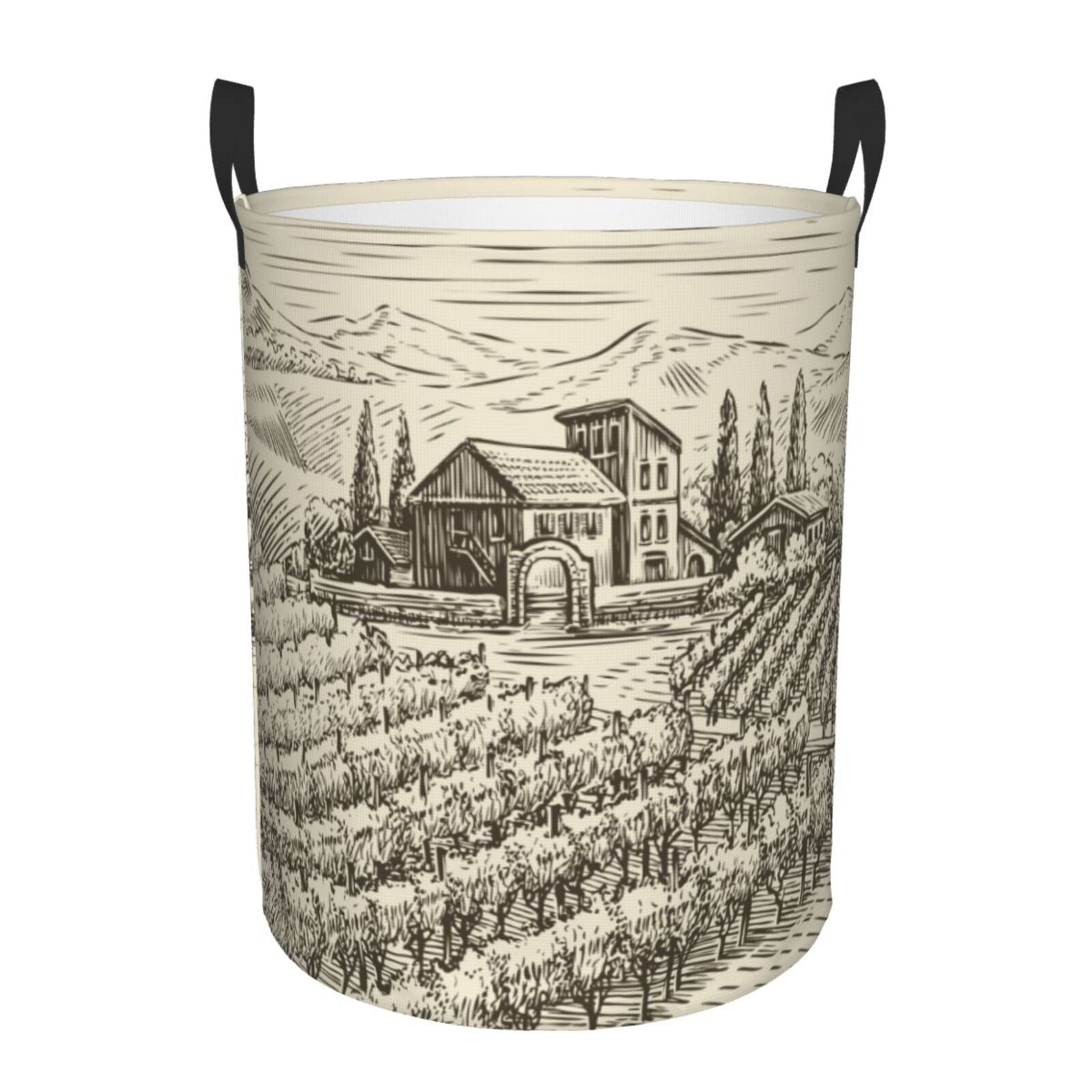 Kll Vineyard Landscape Waterproof Foldable Laundry Hamper Bucket With ...