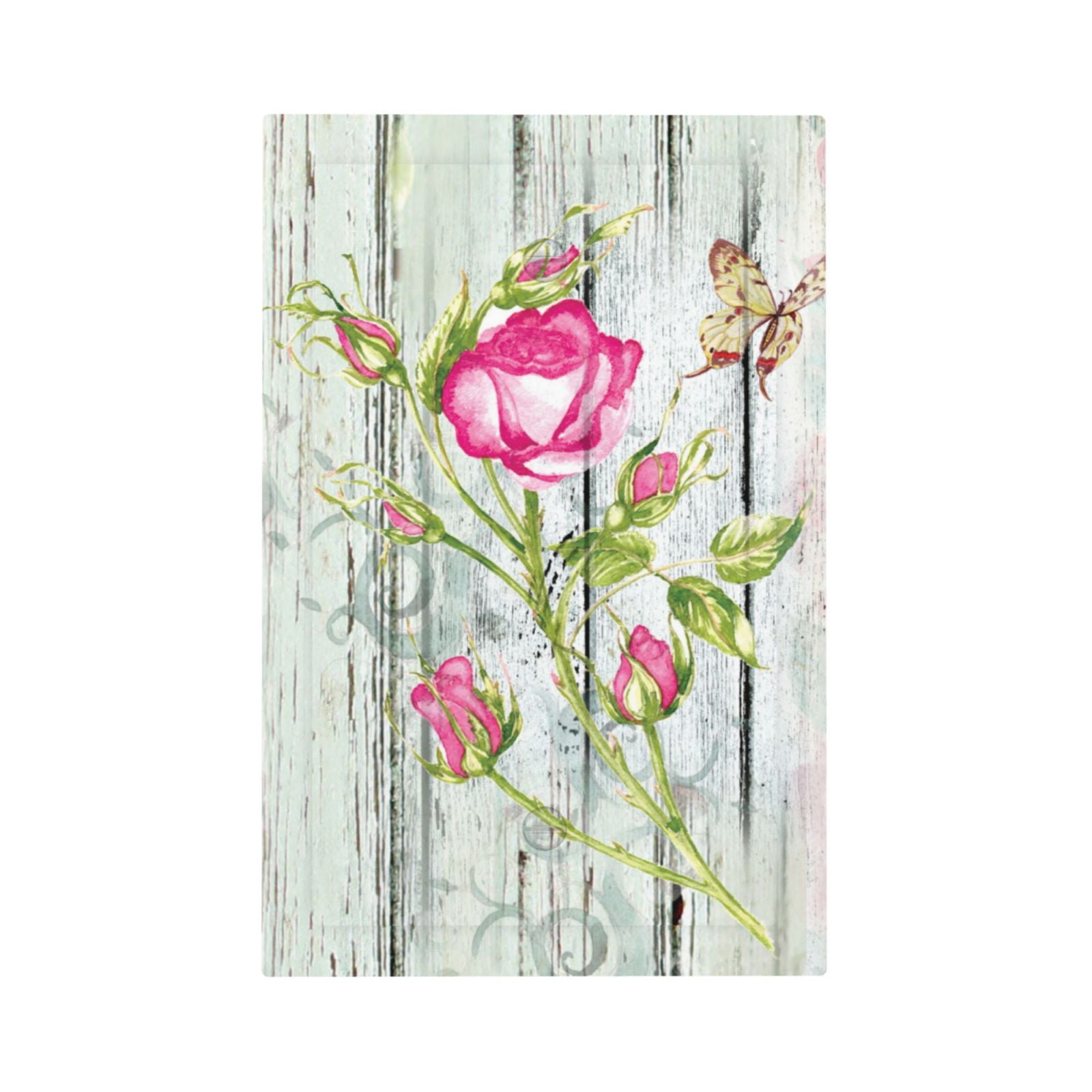 Kll Vintage Wood Background With Floral Wall Plate,Gloss Finish ...