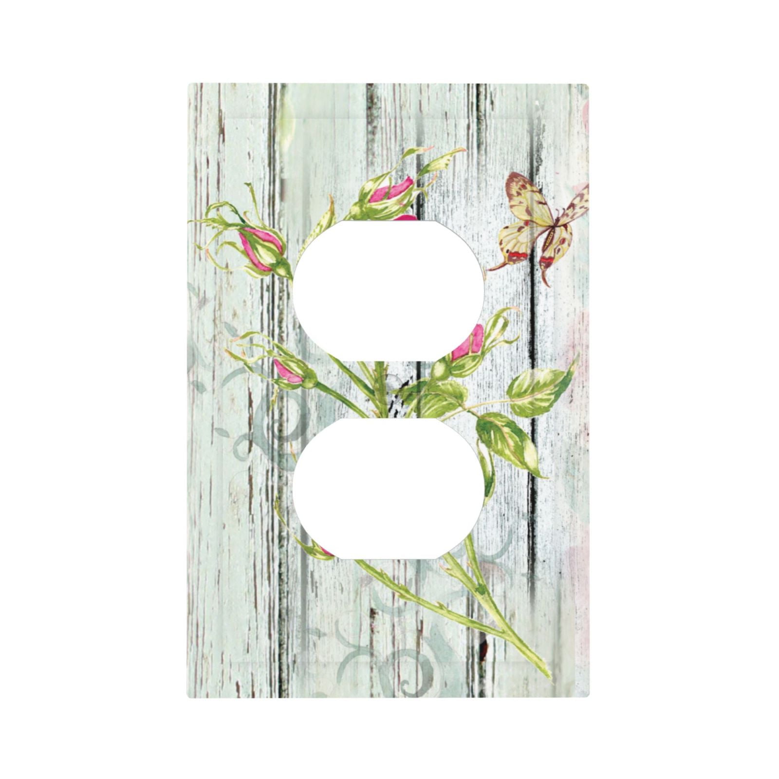 Kll Vintage Wood Background With Floral Wall Plate,Gloss Finish ...