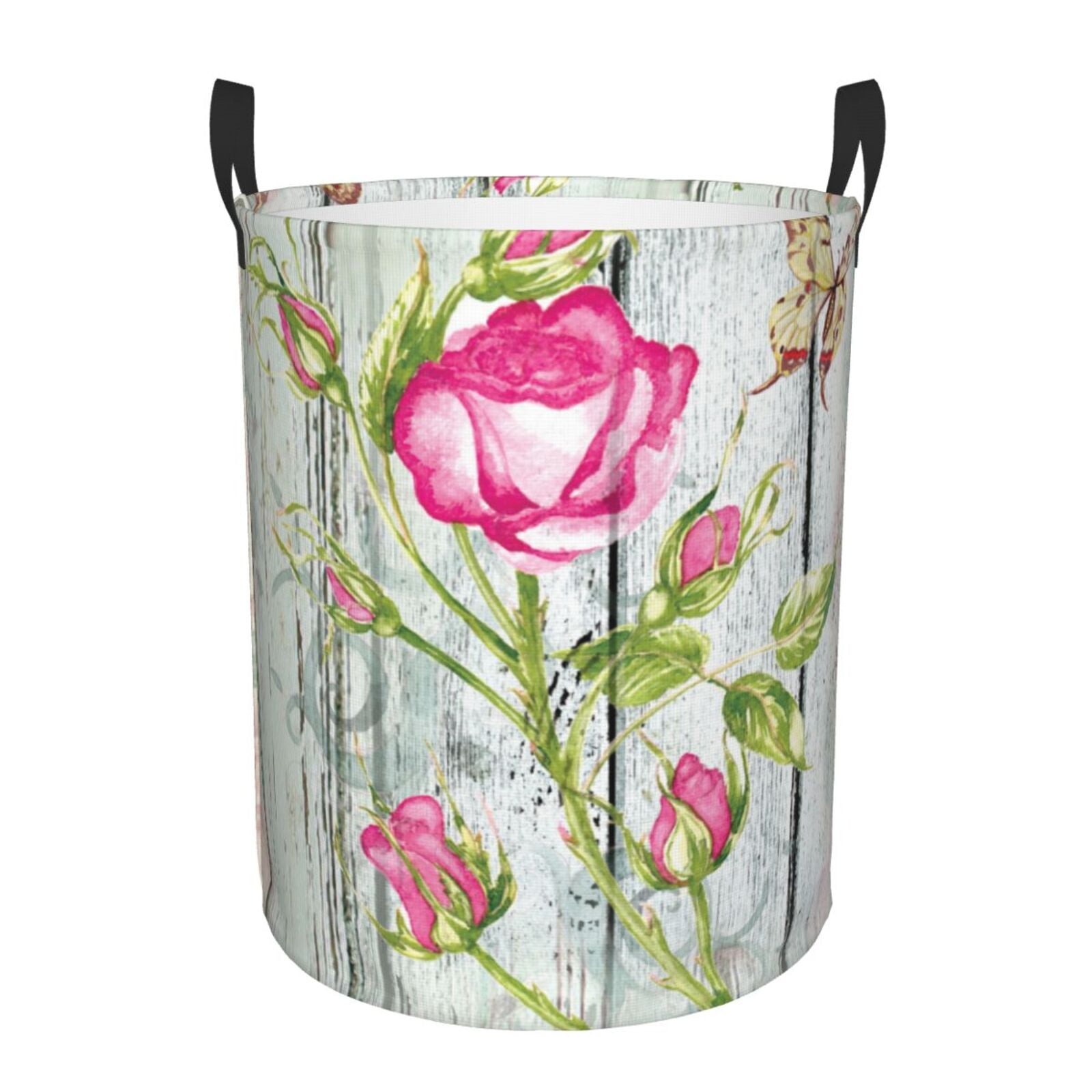 Kll Vintage Wood Background With Floral Waterproof Foldable Laundry ...