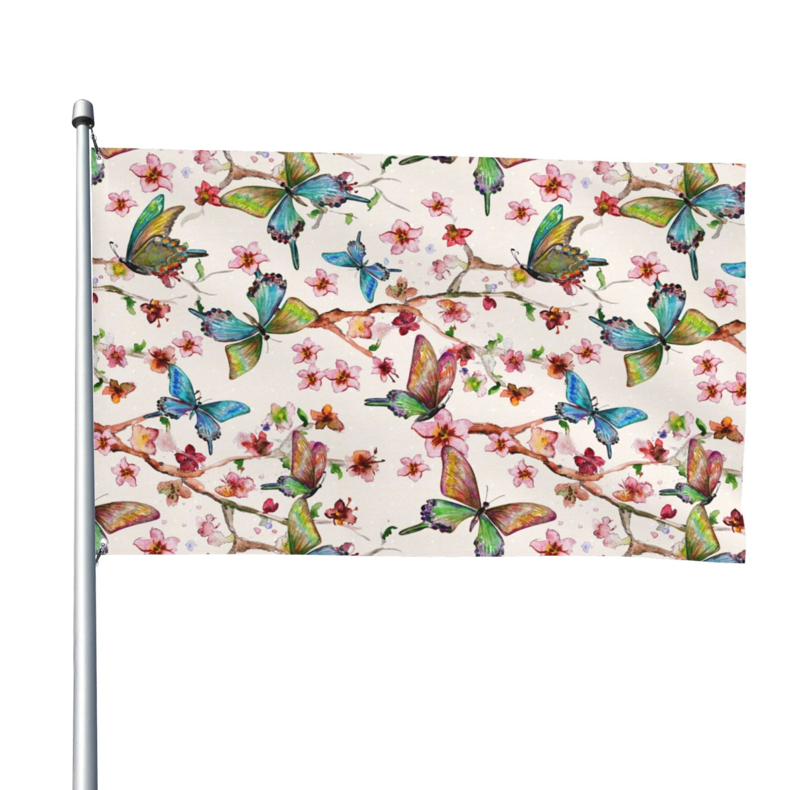 Kll Watercolor Floral With Butterflies Flag 4x6 Ft Parade Party Flag ...