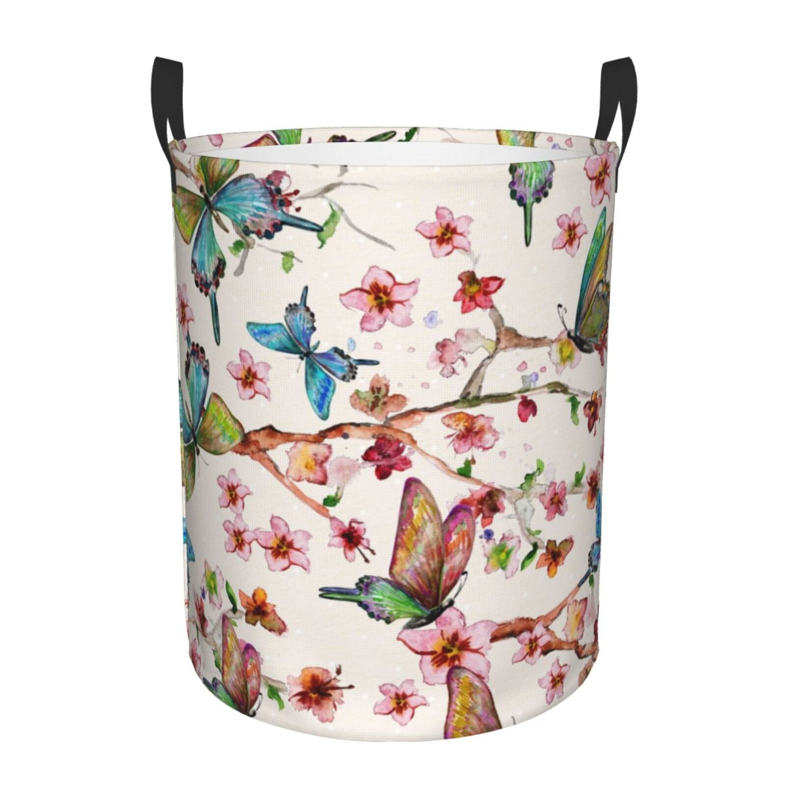 Kll Watercolor Floral With Butterflies Waterproof Foldable Laundry ...