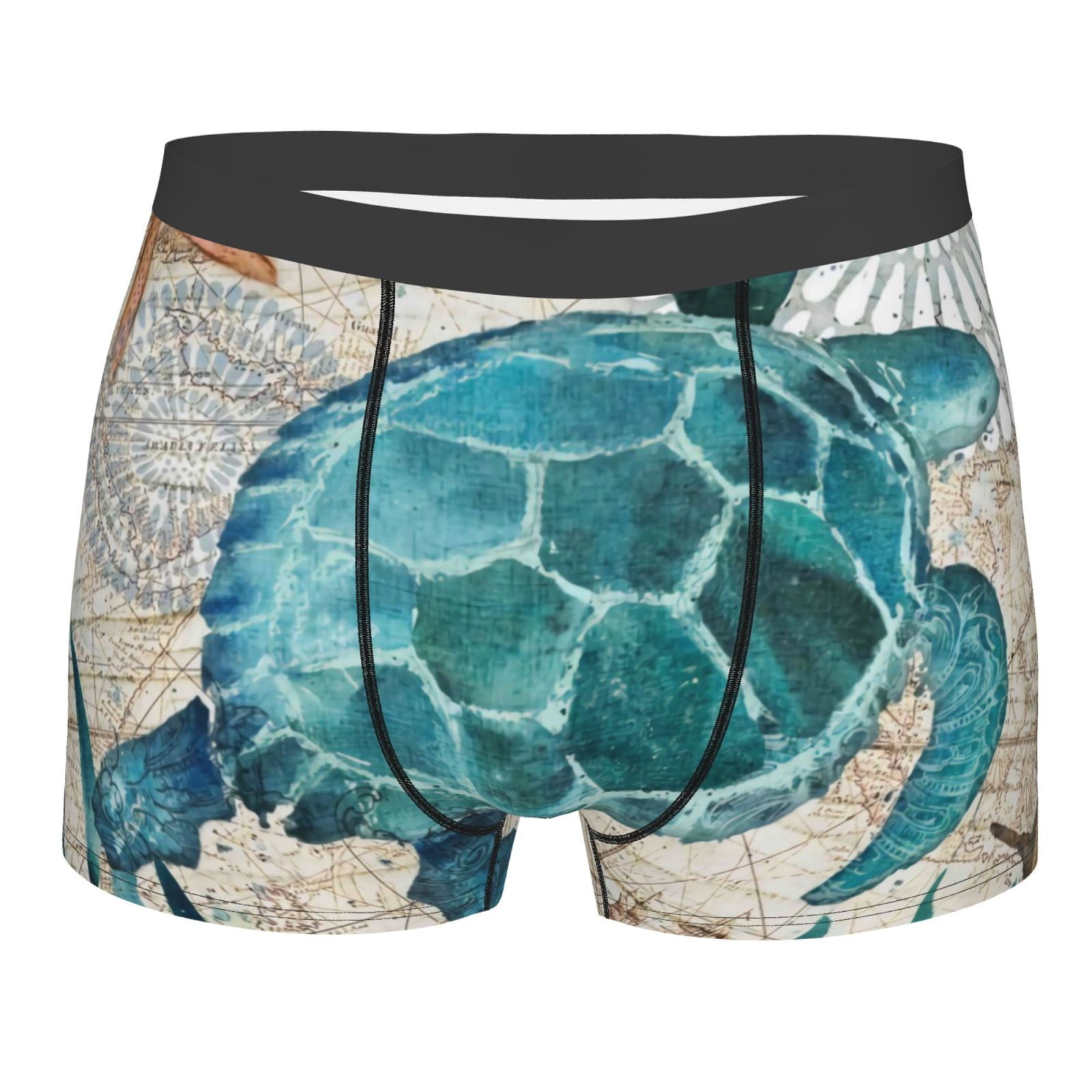 Kll Watercolor Sea Turtle Men'S Cotton Boxer Briefs Underwear-Medium ...
