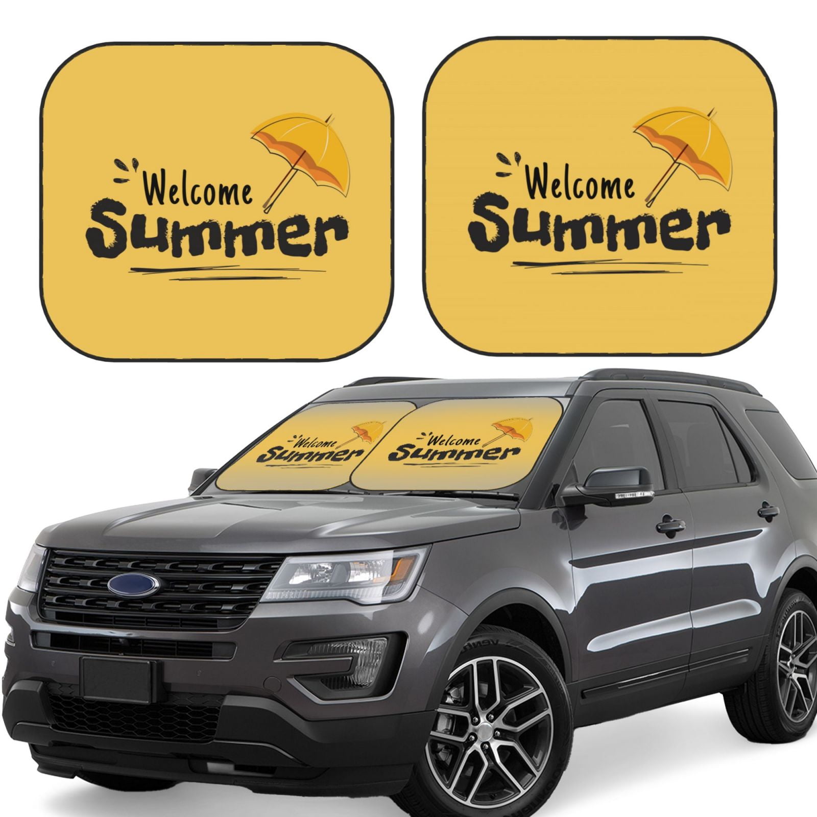 Kll Welcom Summer Windshield Sun Shade 2-Piece Foldable Car Front ...