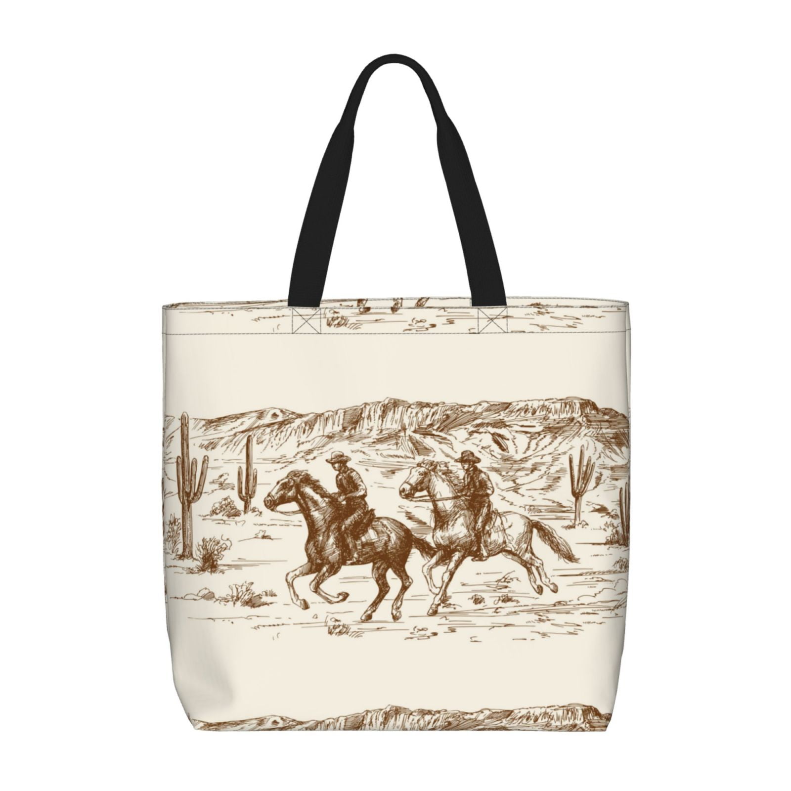Kll Western Desert Cowboys1 Pattern Aesthetic Tote Bag For Women Beach ...
