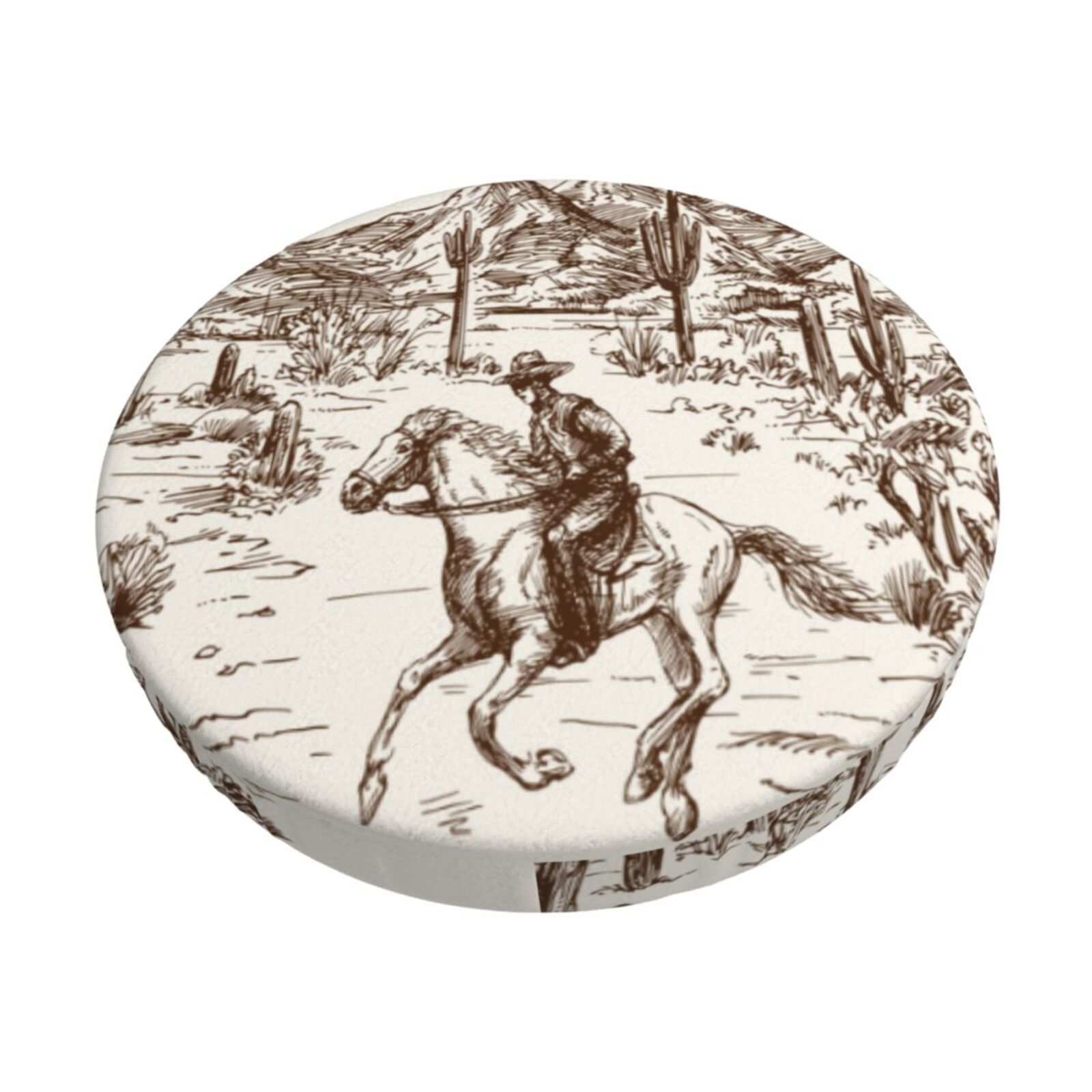 Kll Western Desert Cowboys3 Round Bar Chair Cushion Cover 13 Inch,Bar ...