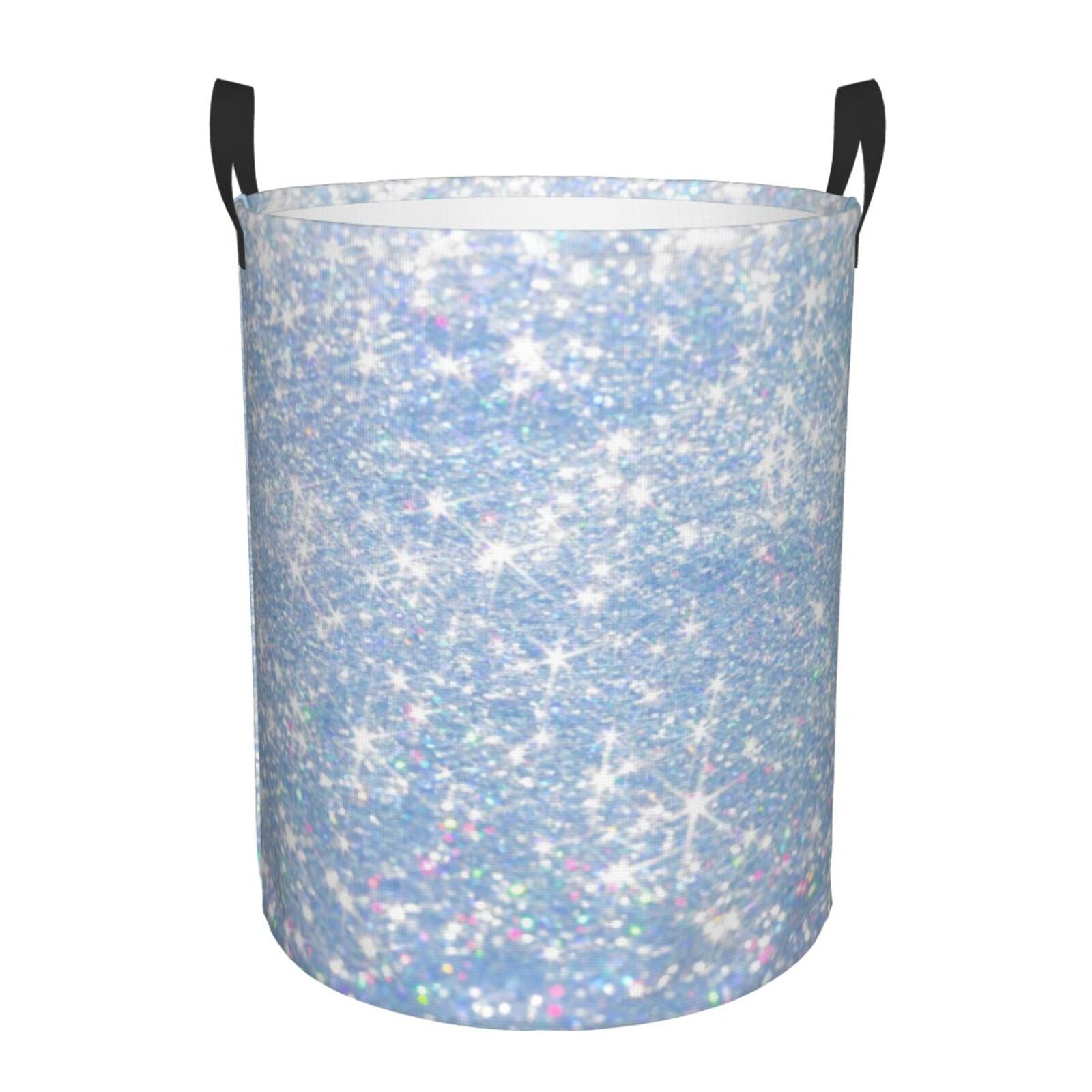 Kll White Bule Glitter Waterproof Foldable Laundry Hamper Bucket With ...