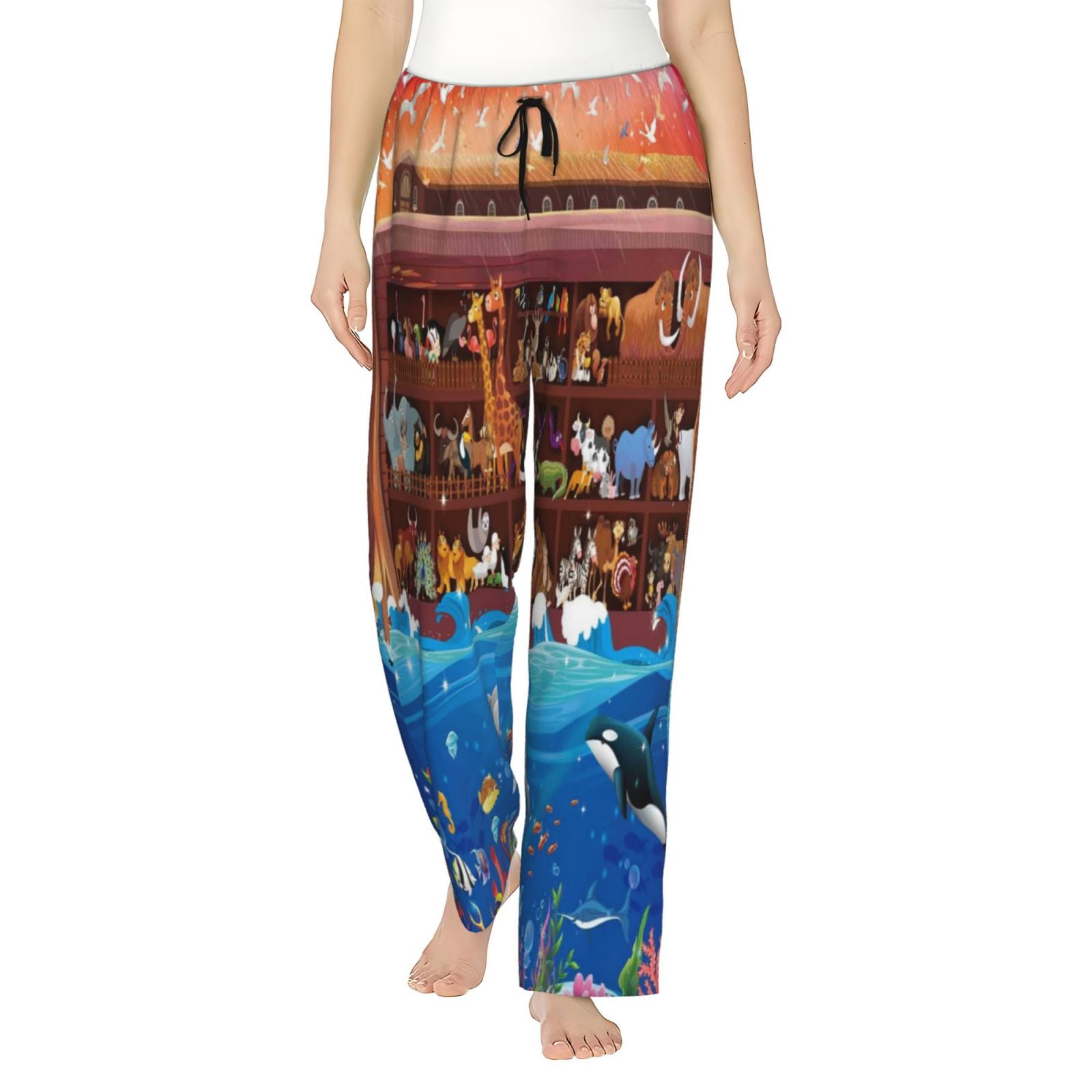 Kll Womens Animals On Noah'S Ark2 Print Pajama Pants Soft Pajama ...