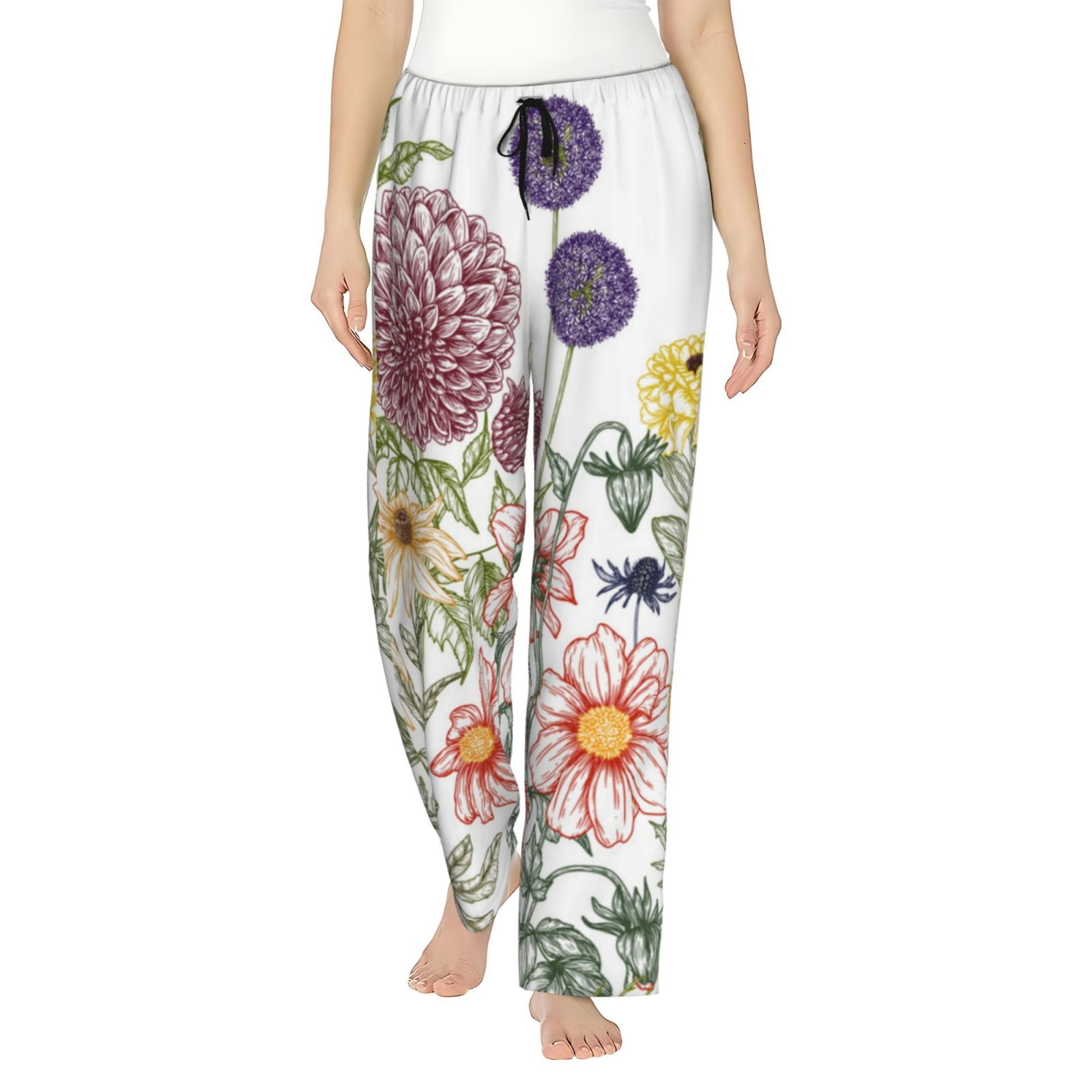 Kll Womens Autumn Garden Print Pajama Pants Soft Pajama Bottoms For ...