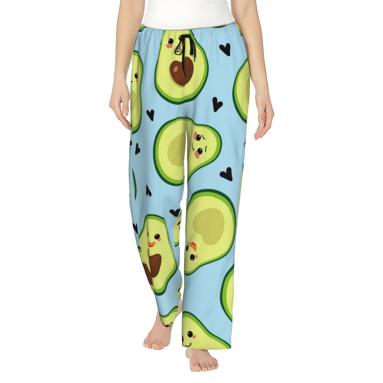 Kll Womens Avocado And Hearts Print Pajama Pants Soft Pajama Bottoms ...