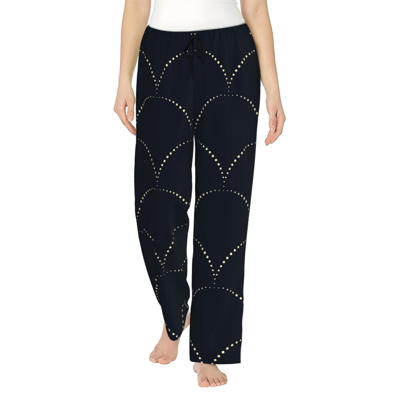 Kll Womens Black Fish Scales Print Pajama Pants Soft Pajama Bottoms For ...