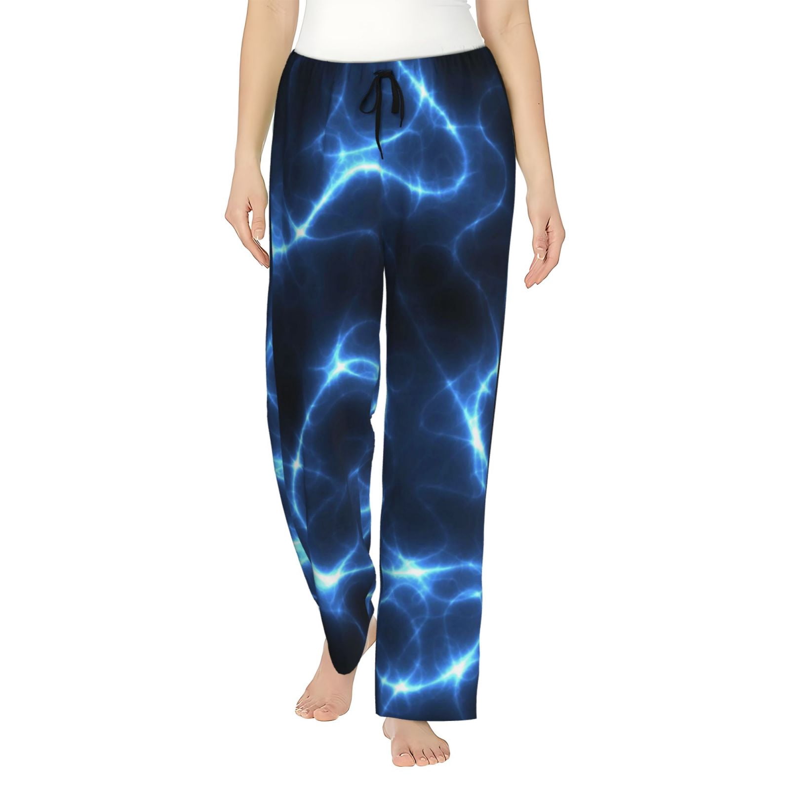 Kll Womens Blue Lightning Print Pajama Pants Soft Pajama Bottoms For ...
