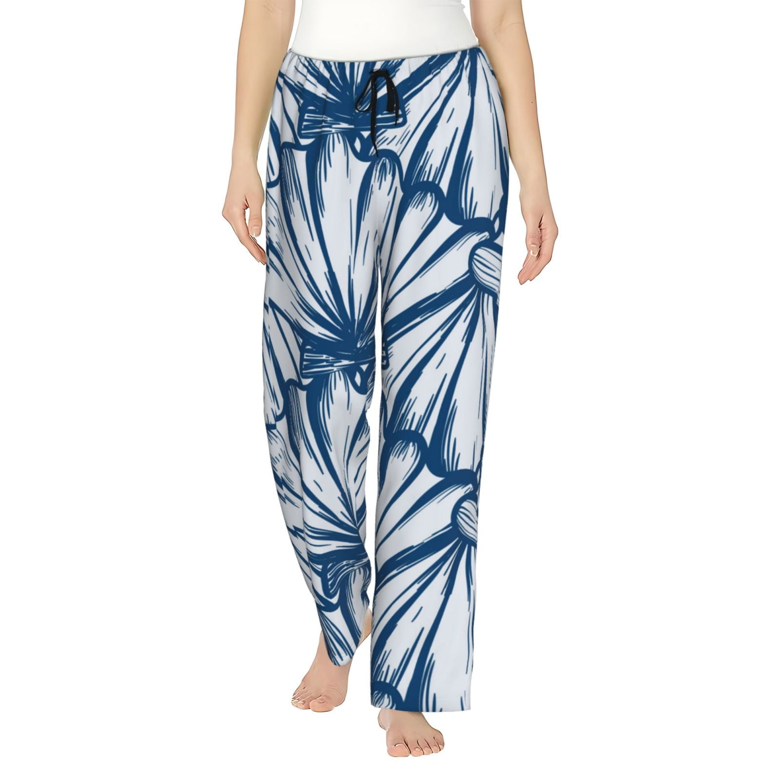 Kll Womens Blue Shells Print Pajama Pants Soft Pajama Bottoms For Women ...
