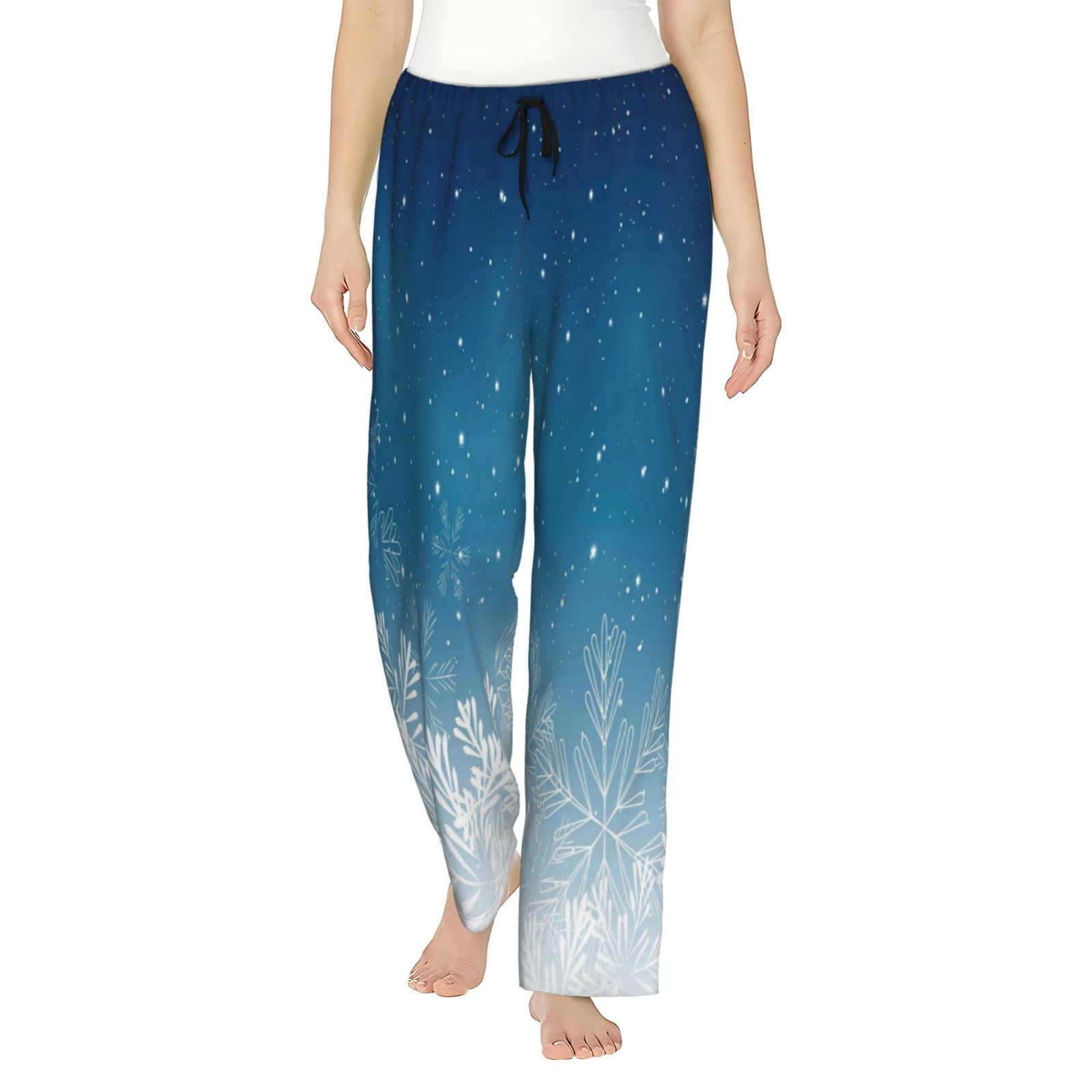Kll Womens Christmas Snowflakes Print Pajama Pants Soft Pajama Bottoms ...