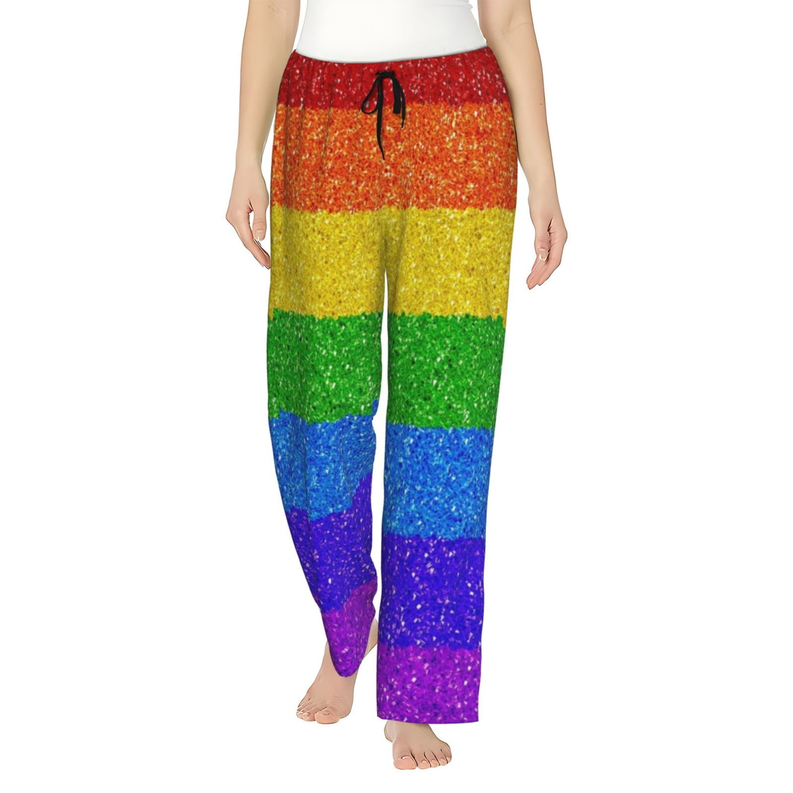Kll Womens Colorful Glitter Rainbow Print Pajama Pants Soft Pajama ...