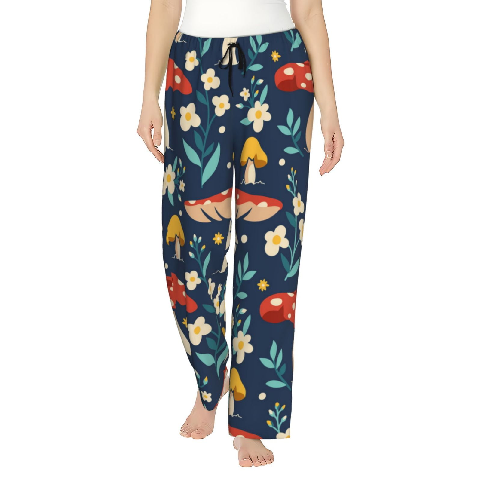 Kll Womens Colorful Mushrooms Print Pajama Pants Soft Pajama Bottoms