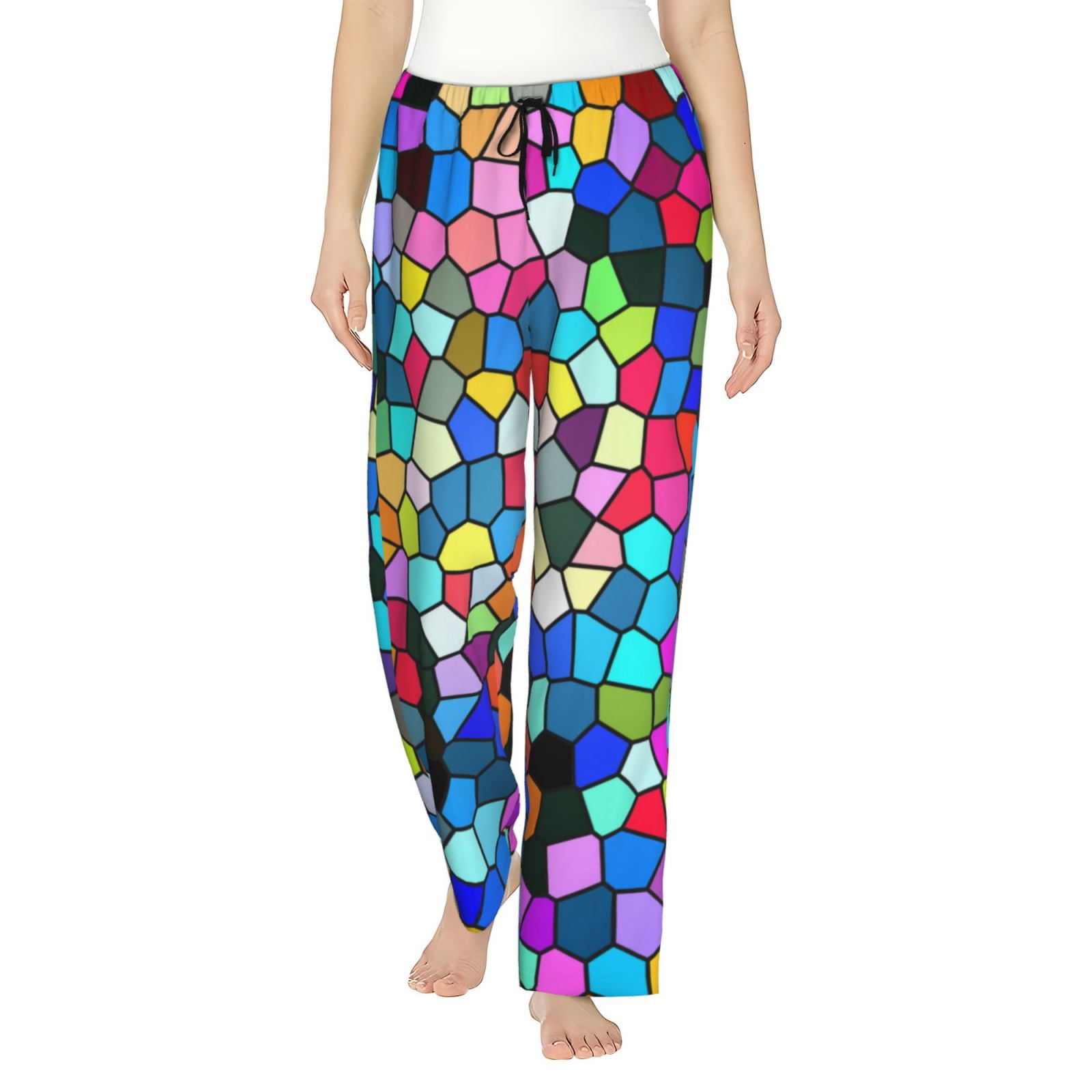 Kll Womens Colorful Tie Dye Stained Glass 2 Print Pajama Pants Soft ...