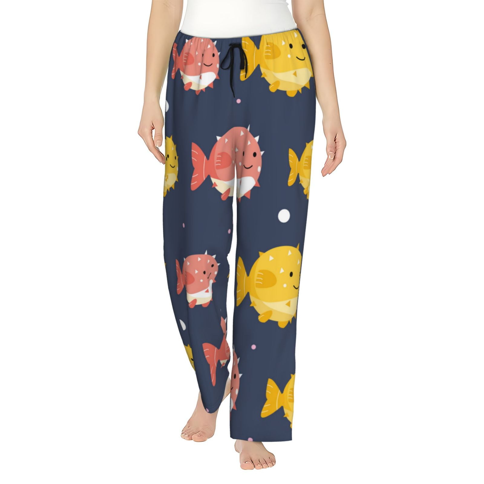 Kll Womens Cute Puffer Fish Print Pajama Pants Soft Pajama Bottoms For ...