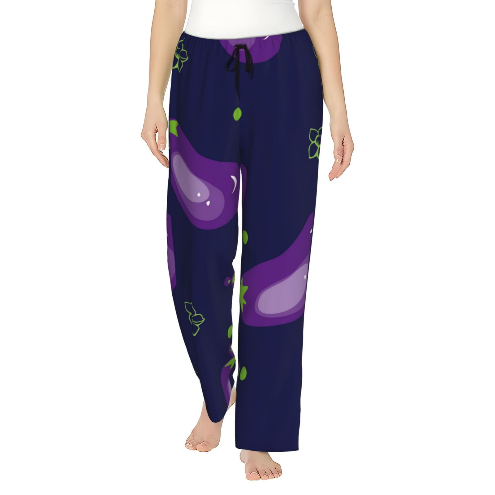 Kll Womens Eggplant Print Pajama Pants Soft Pajama Bottoms For Women ...