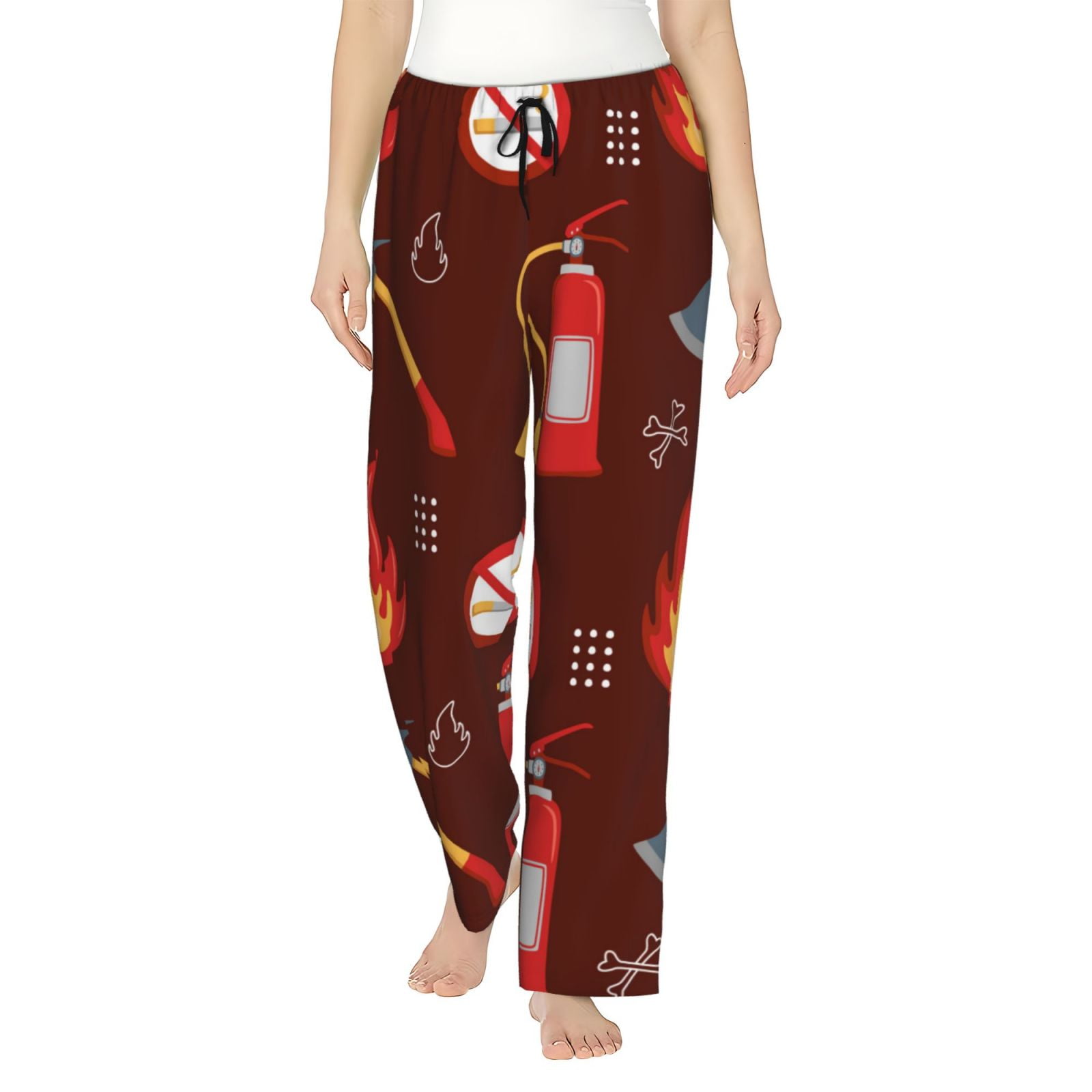 Kll Womens Fire Extinguisher Print Pajama Pants Soft Pajama Bottoms For ...
