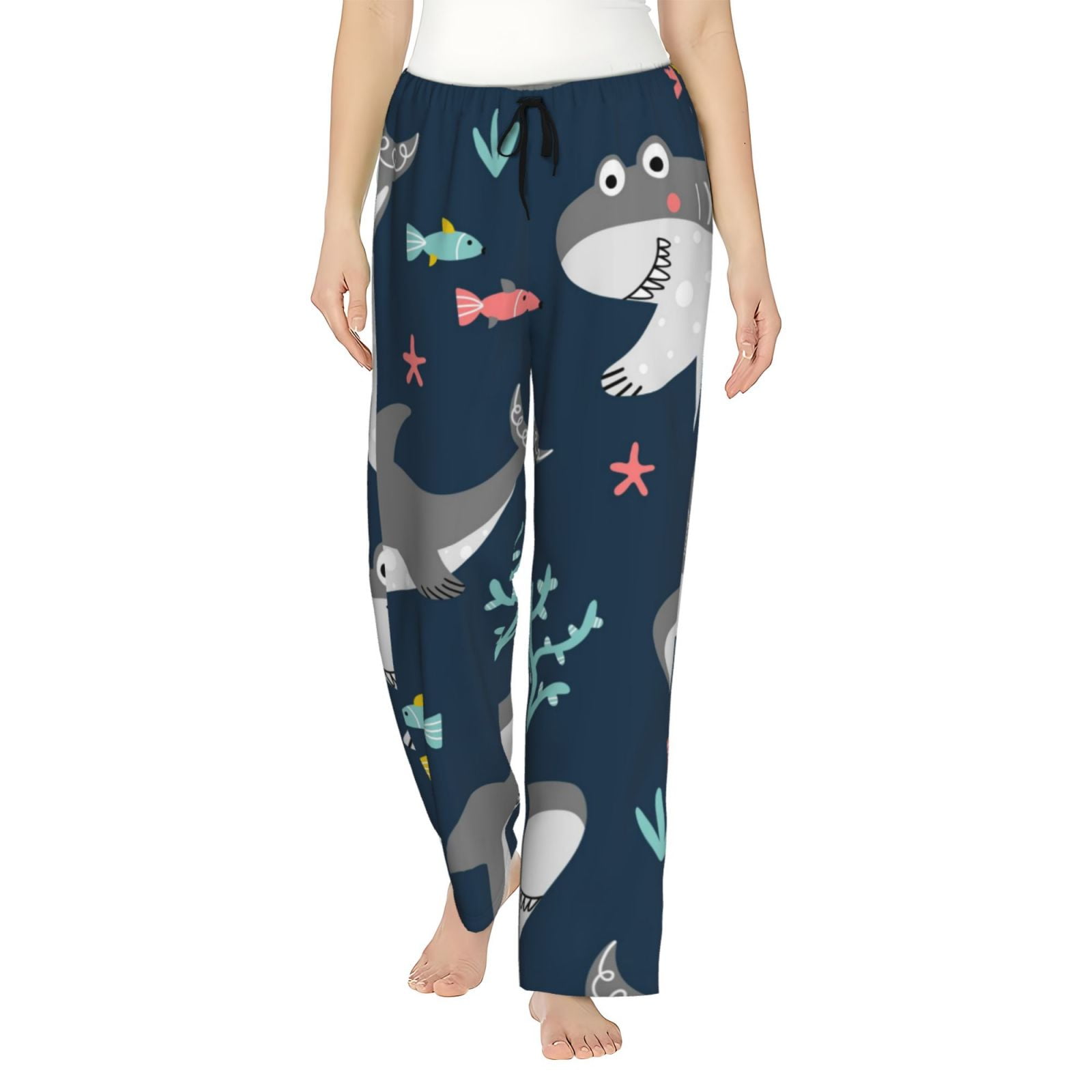 Kll Womens Friendly Smiling Sharks Print Pajama Pants Soft Pajama ...