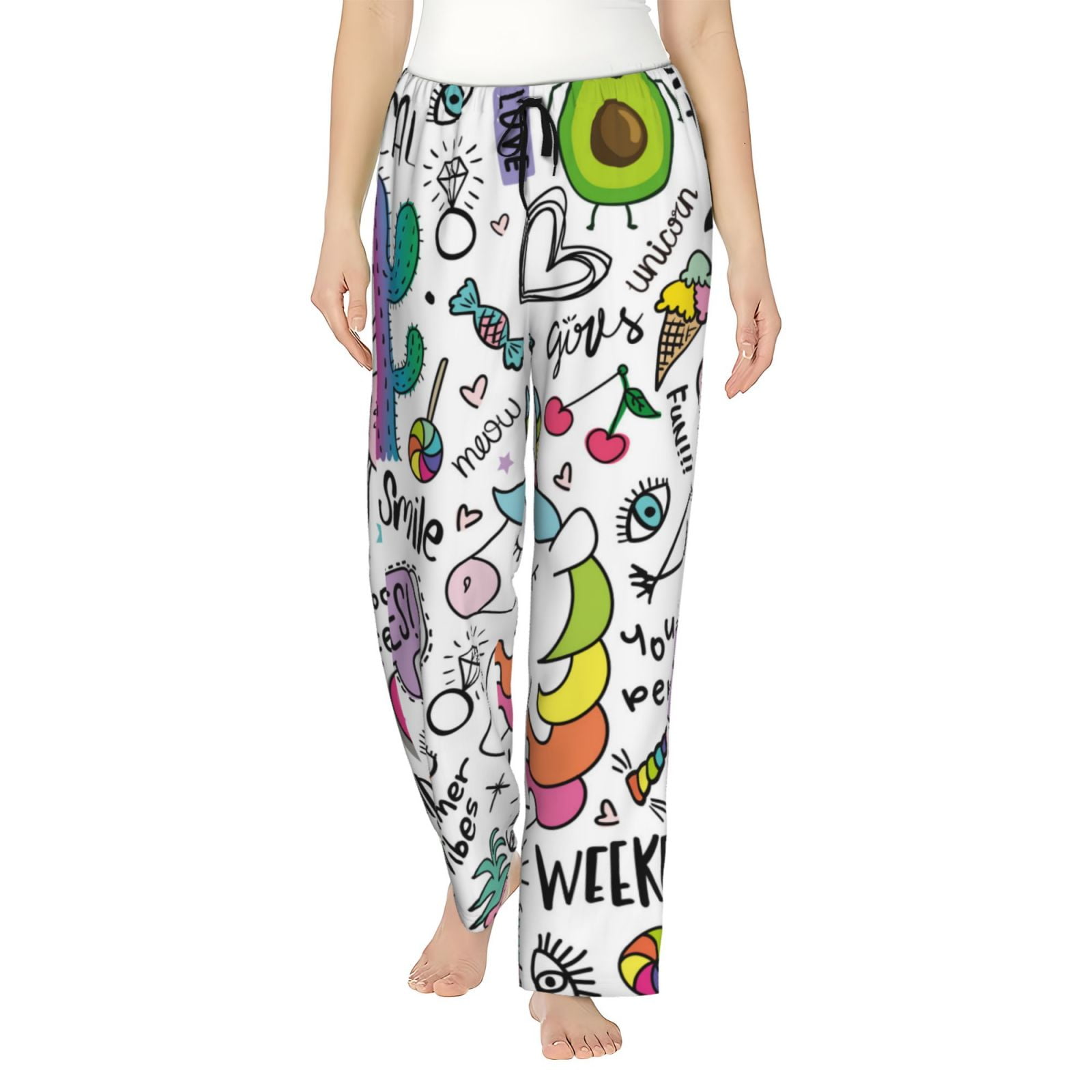 Kll Womens Fun Animal With Unicorn Print Pajama Pants Soft Pajama ...