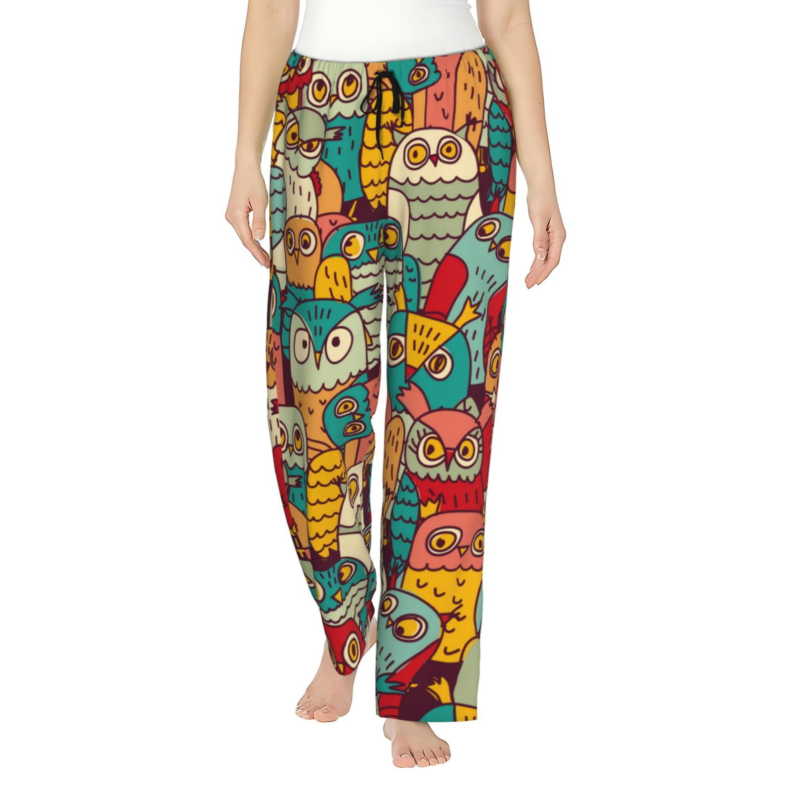 Kll Womens Funny Owl Bird Print Pajama Pants Soft Pajama Bottoms For ...