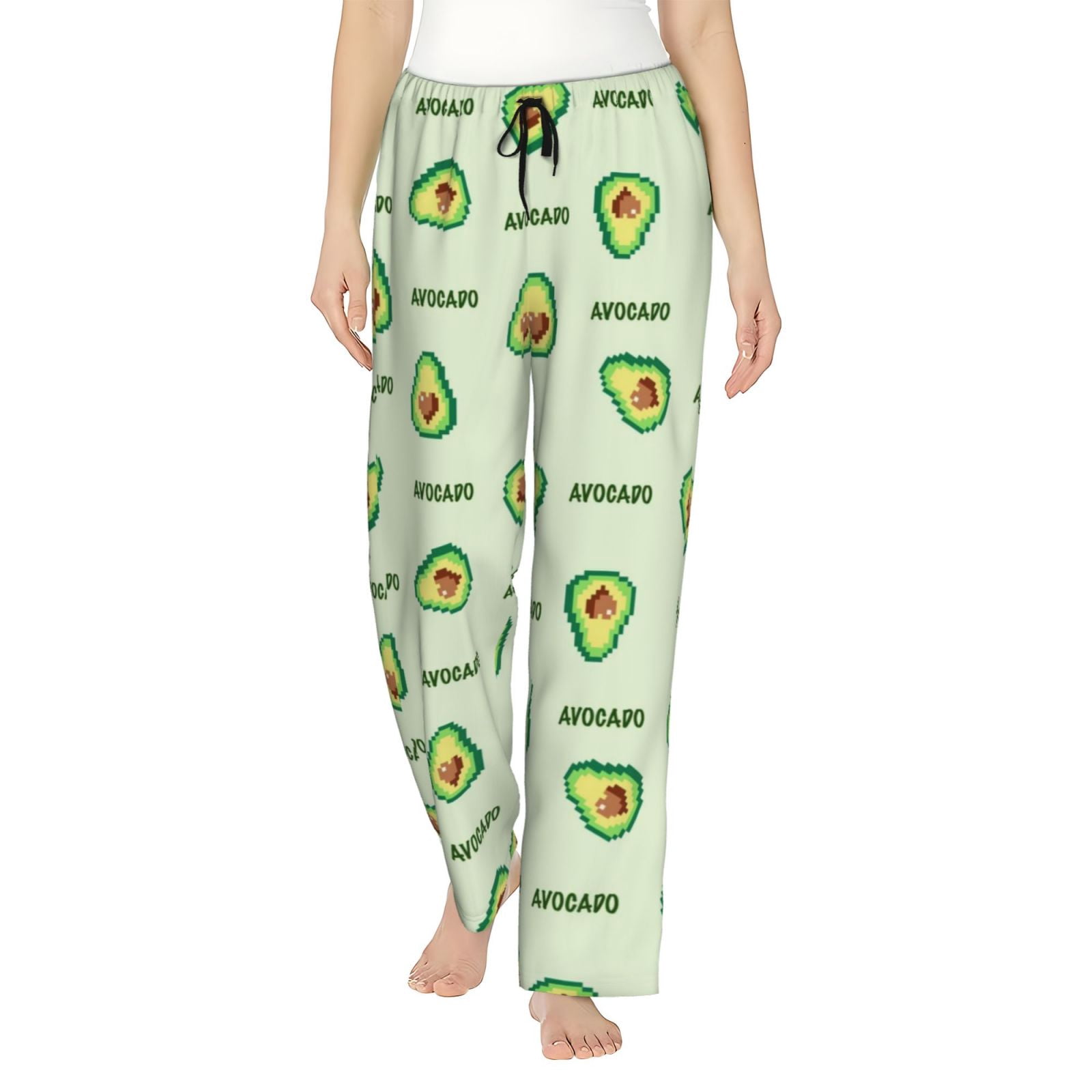 Kll Womens Green Avocado Print Pajama Pants Soft Pajama Bottoms For ...