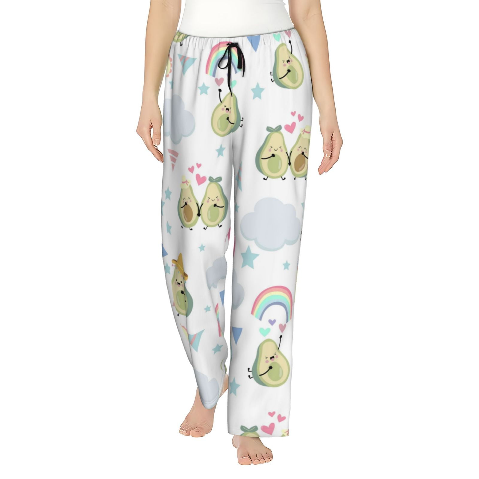Kll Womens Green Blue Avocado Print Pajama Pants Soft Pajama Bottoms ...