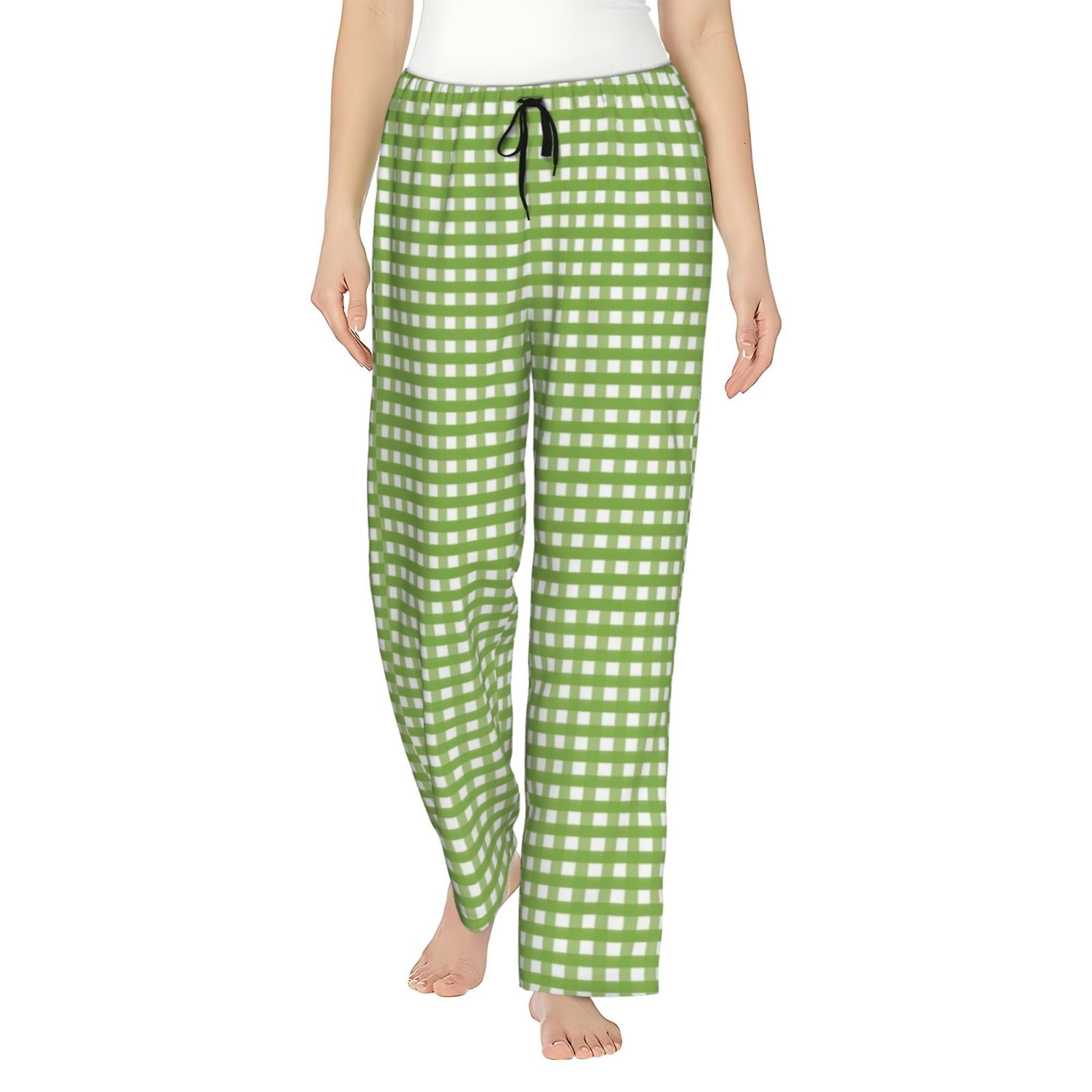 Kll Womens Green Gingham Print Pajama Pants Soft Pajama Bottoms For ...