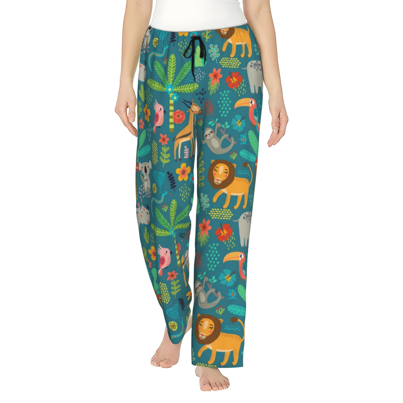 Kll Womens Jungle Animals Print Pajama Pants Soft Pajama Bottoms For ...
