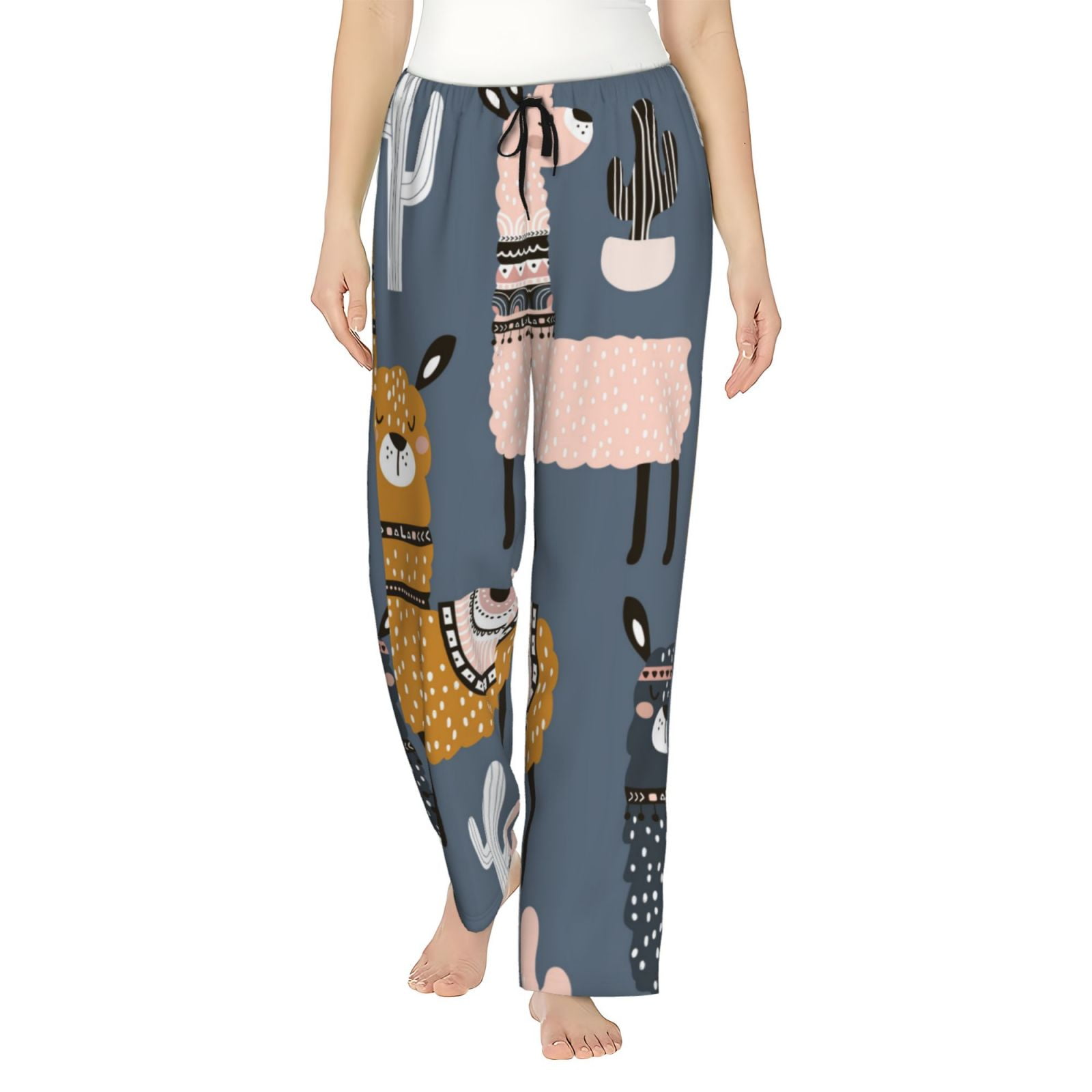 Kll Womens Llama And Cactus Print Pajama Pants Soft Pajama Bottoms For