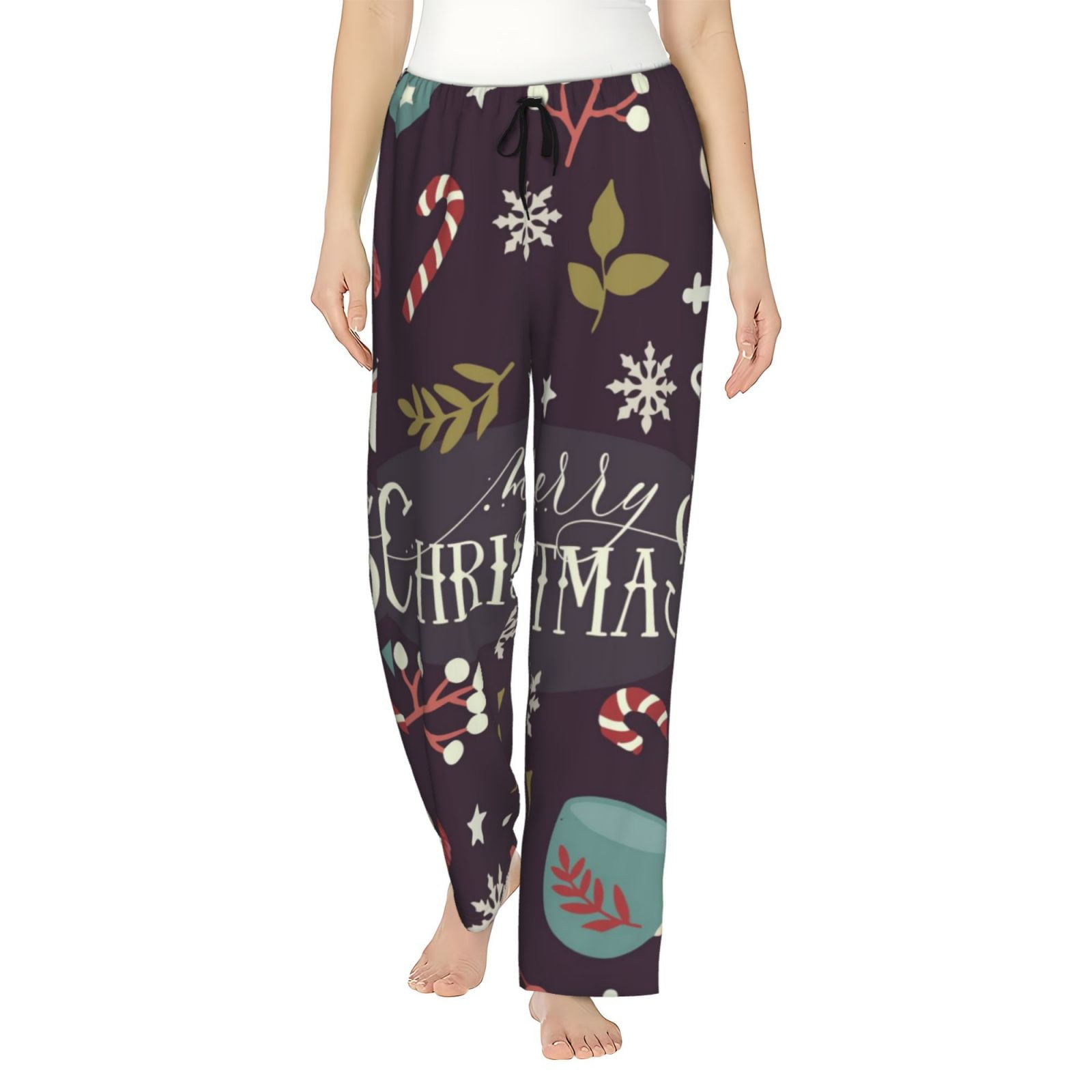 Kll Womens Merry Christmas Print Pajama Pants Soft Pajama Bottoms For ...
