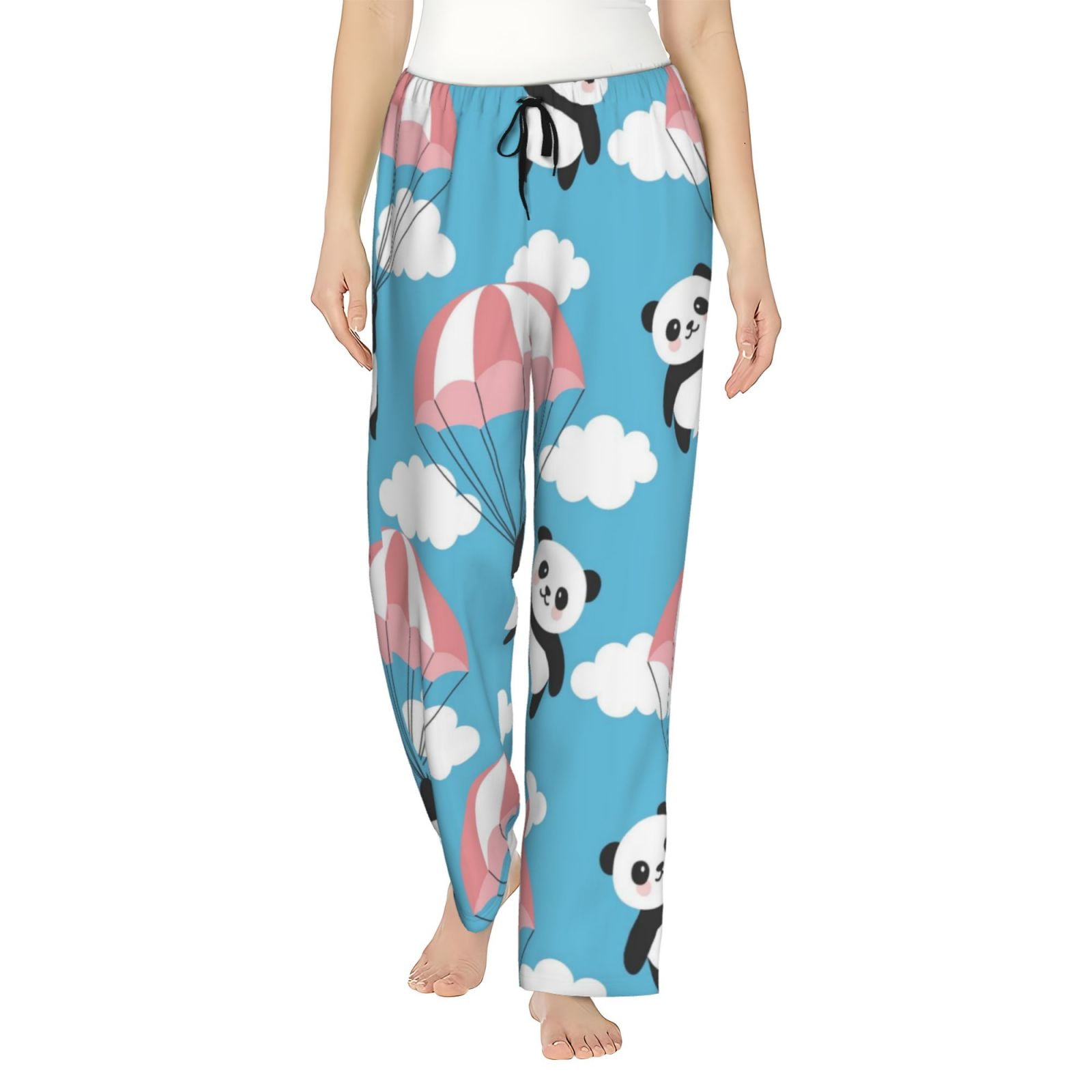 Kll Womens Panda Flying In The Sky Print Pajama Pants Soft Pajama ...