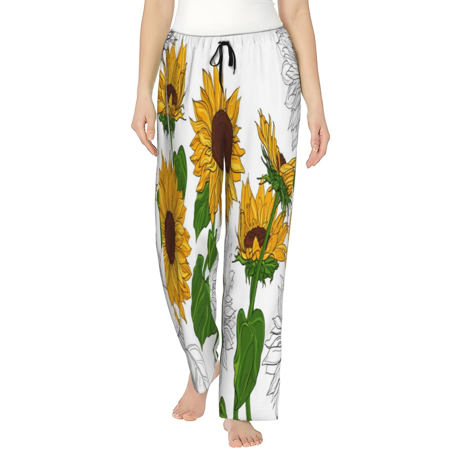 Kll Womens Plump Sunflower And Sketch Print Pajama Pants Soft Pajama ...