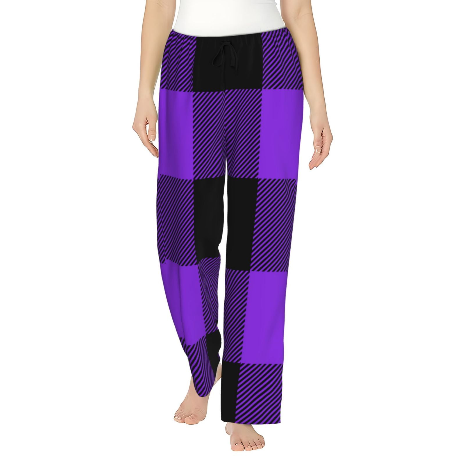 Kll Womens Purple Buffalo Plaid Print Pajama Pants Soft Pajama Bottoms ...
