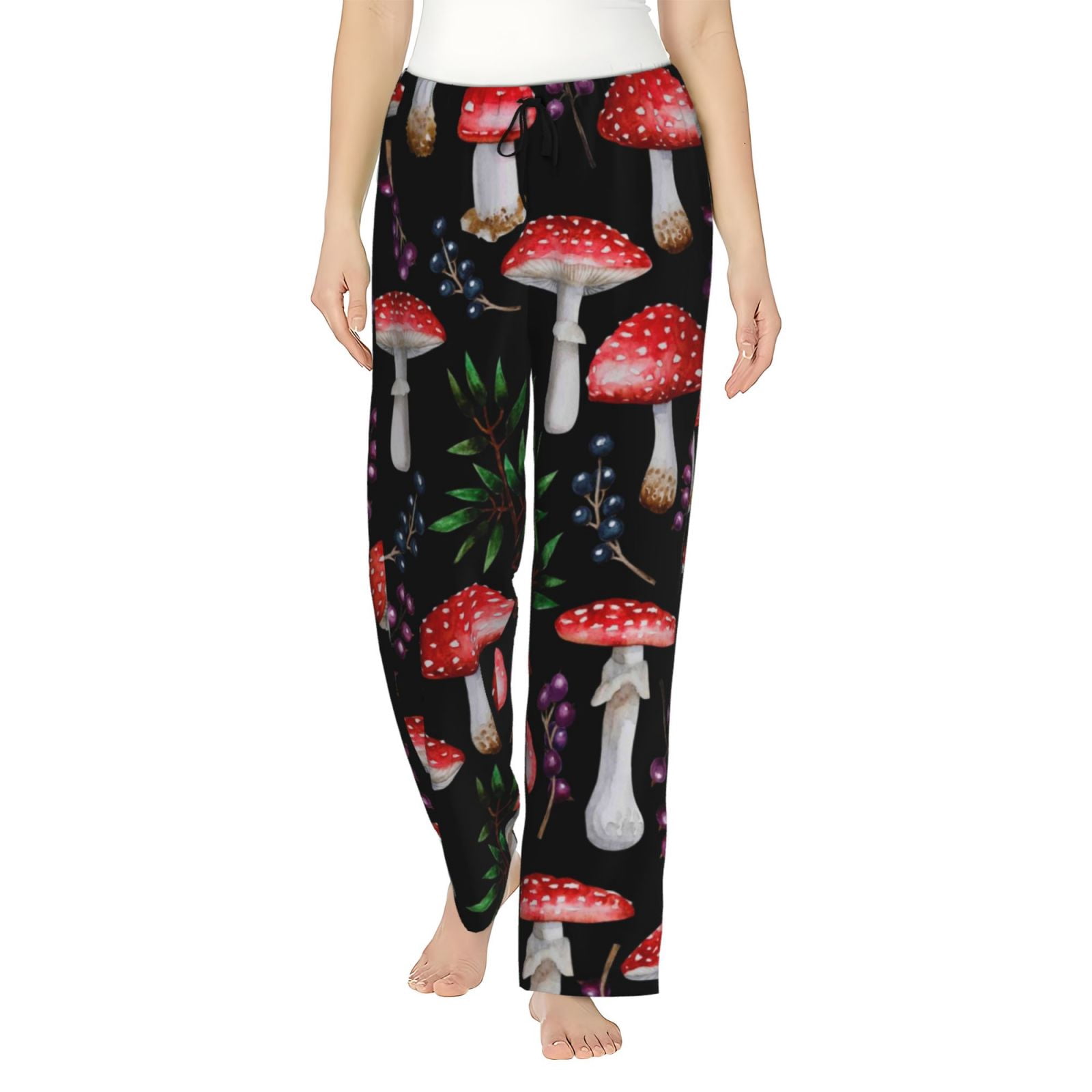 Kll Womens Red Mushrooms Print Pajama Pants Soft Pajama Bottoms For ...