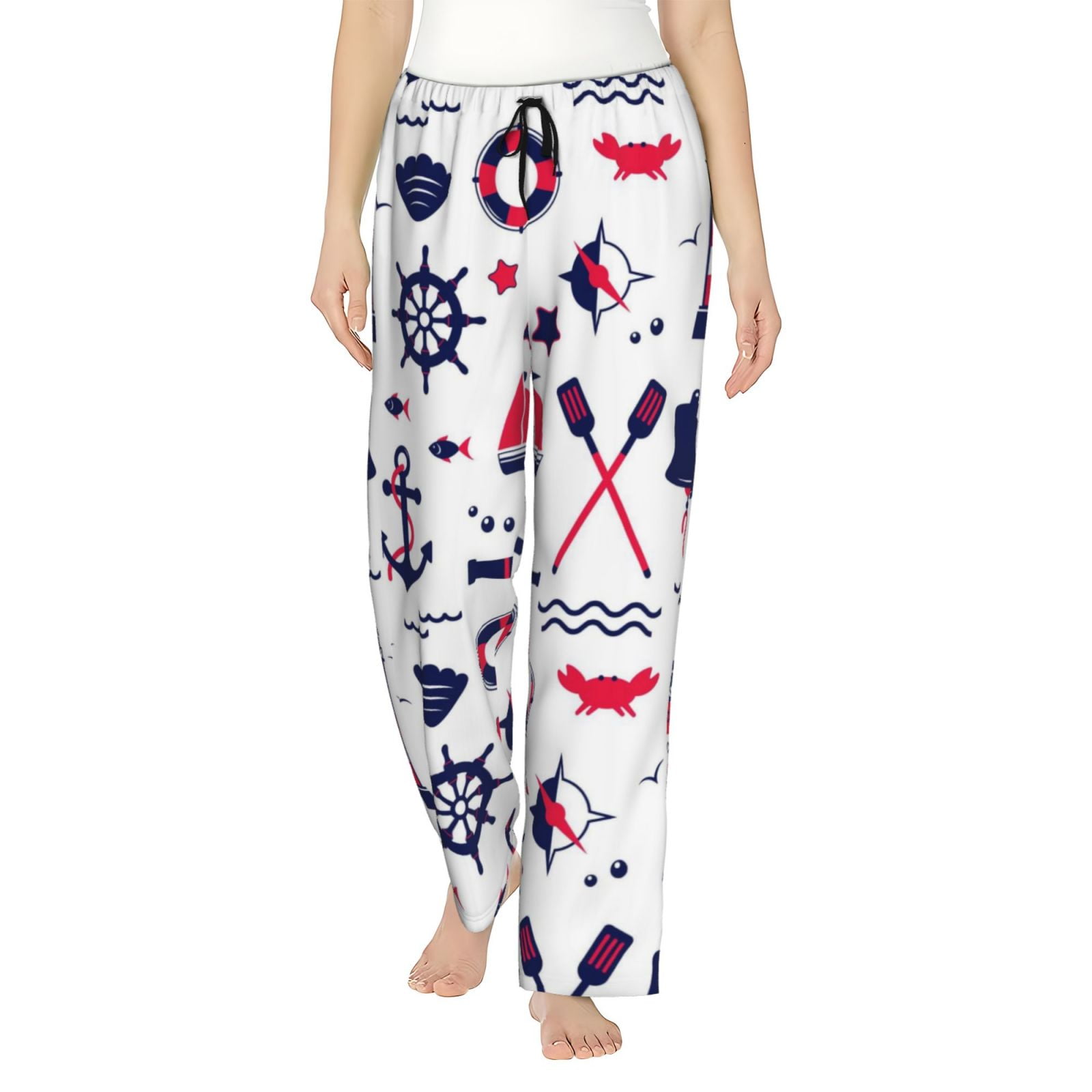 Kll Womens Sailing Marine Travel Print Pajama Pants Soft Pajama Bottoms ...
