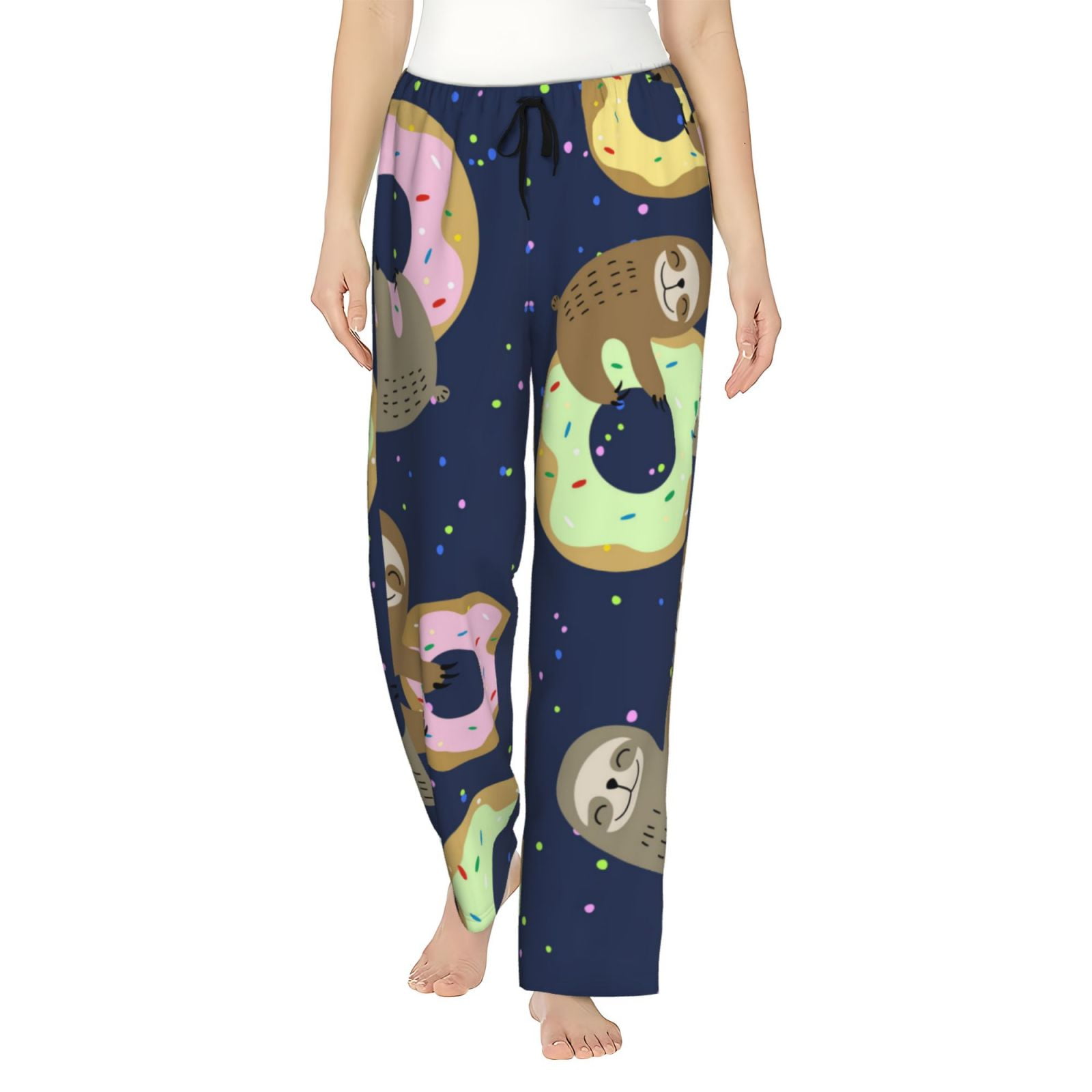 Kll Womens Sloth With Donuts Print Pajama Pants Soft Pajama Bottoms For ...