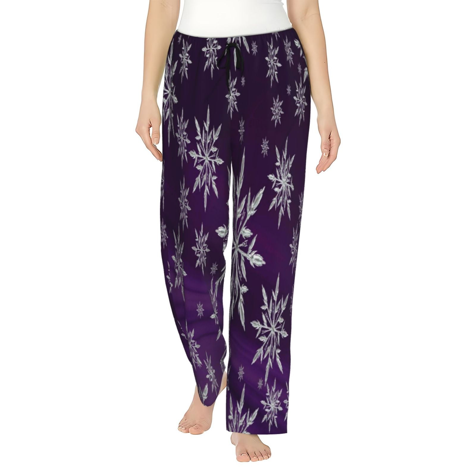 Kll Womens Snowflake Gradient Purple Print Pajama Pants Soft Pajama ...