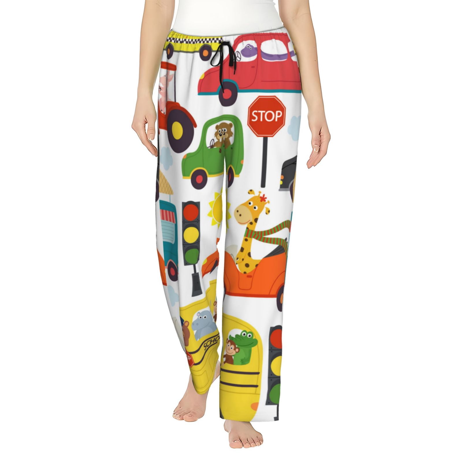 Kll Womens Transports With Animals Print Pajama Pants Soft Pajama ...
