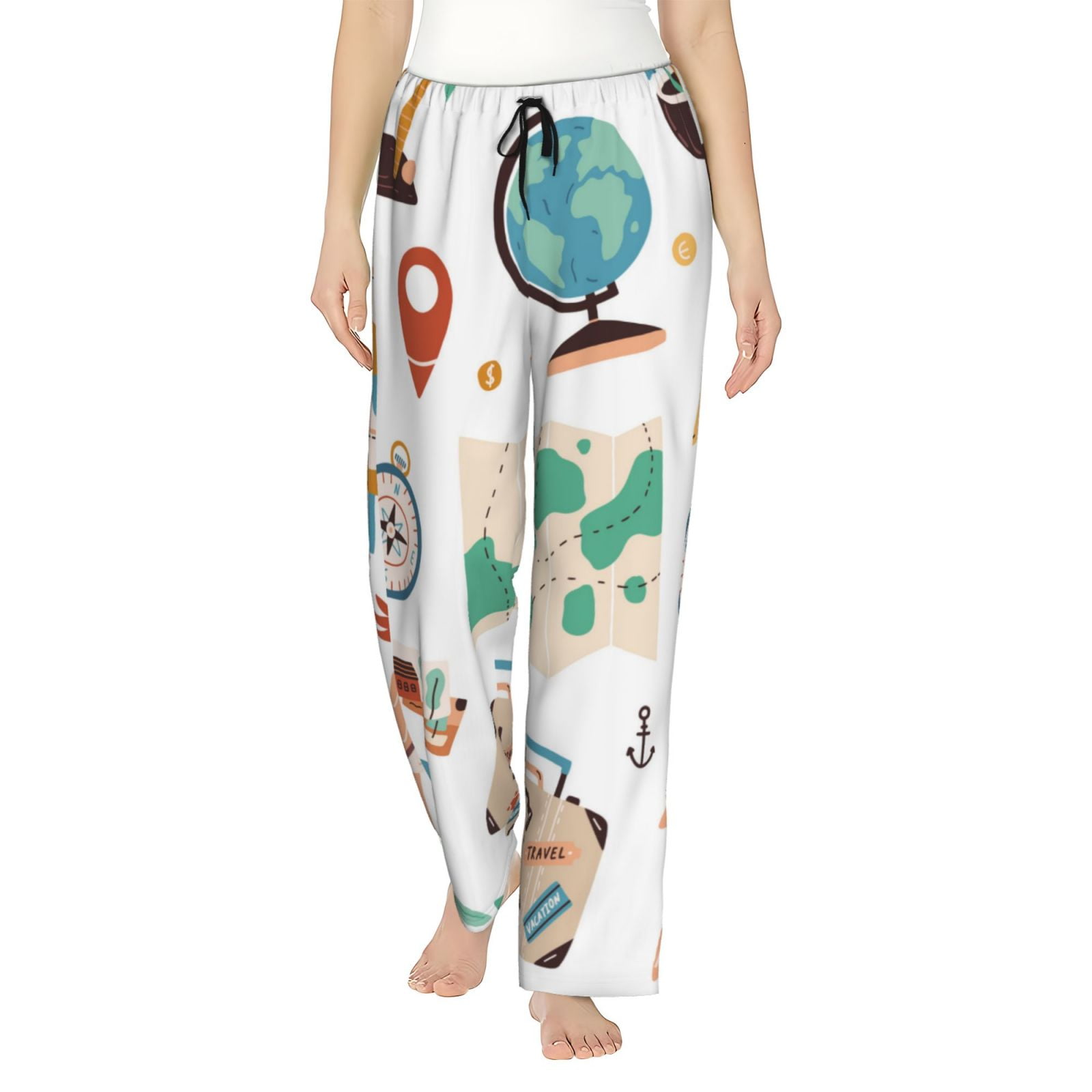 Kll Womens Travel1 Print Pajama Pants Soft Pajama Bottoms For Women ...