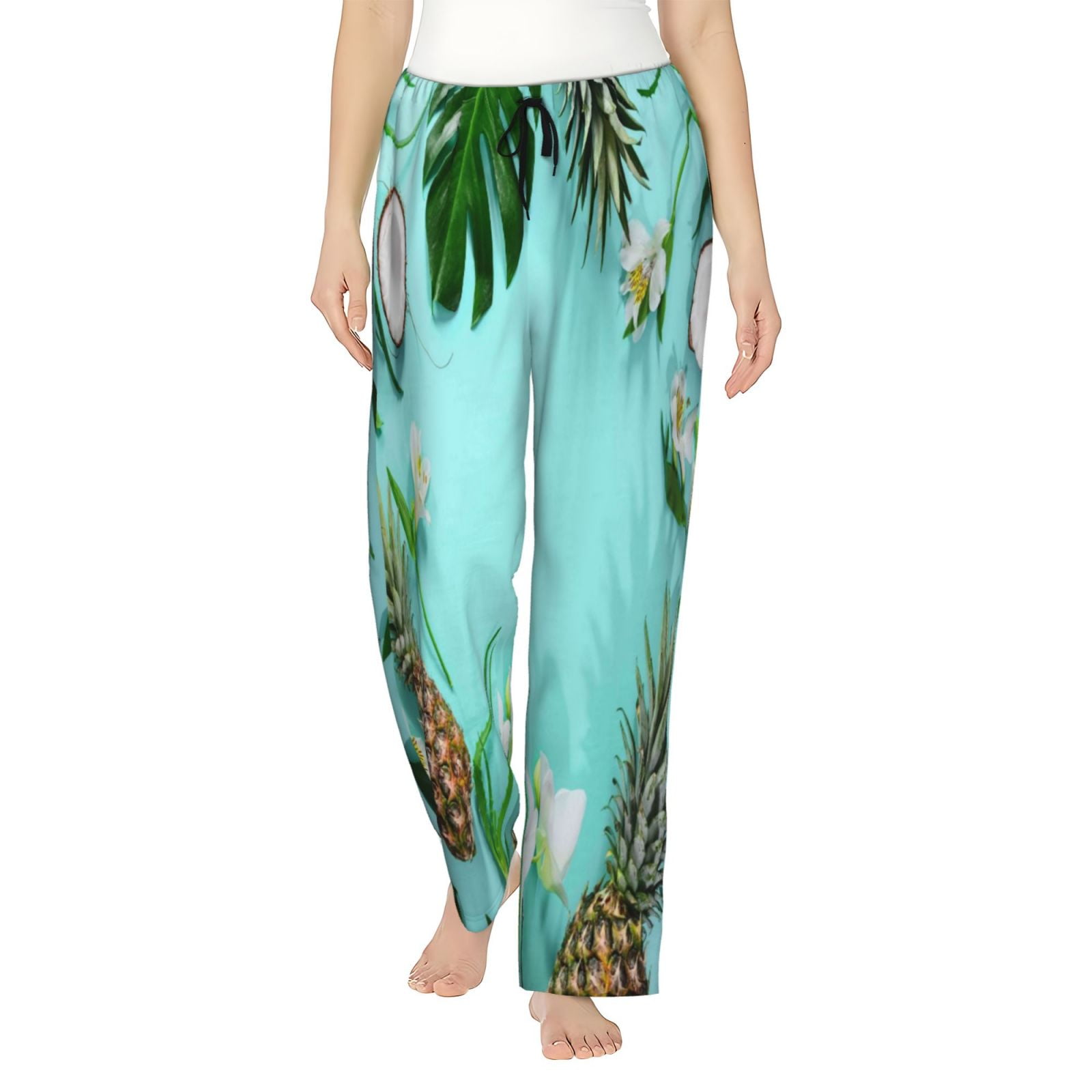 Kll Womens Tropical Pineapple Print Pajama Pants Soft Pajama Bottoms For Women Cozy Lounge Pants ...