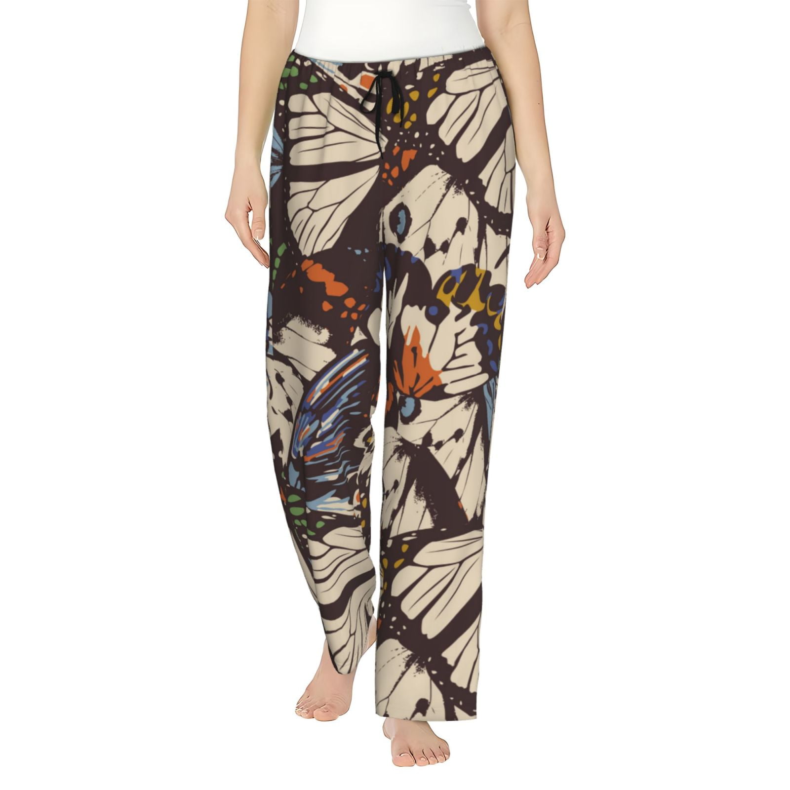 Kll Womens Vector Butterflies Print Pajama Pants Soft Pajama Bottoms ...