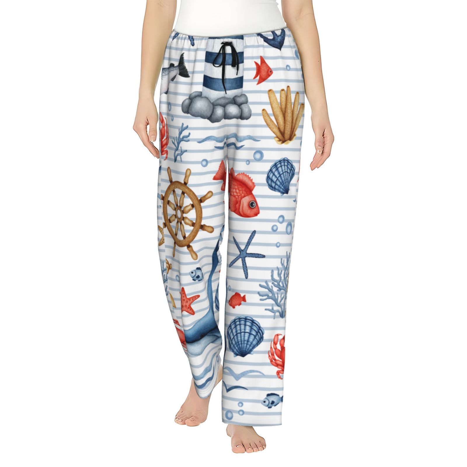 Kll Womens Watercolor Nautical Print Pajama Pants Soft Pajama Bottoms ...