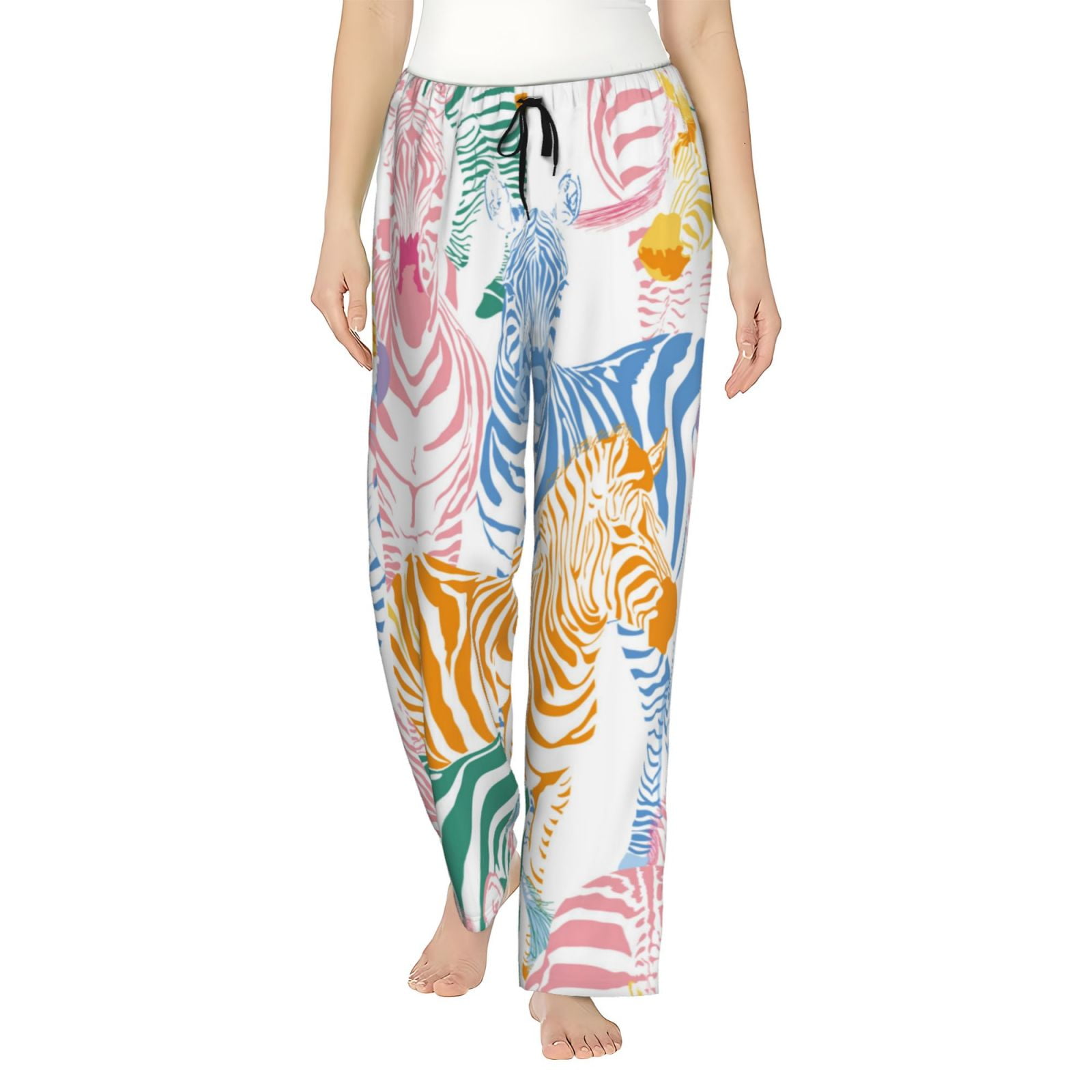 Kll Womens Zebra Colourful Print Pajama Pants Soft Pajama Bottoms For ...