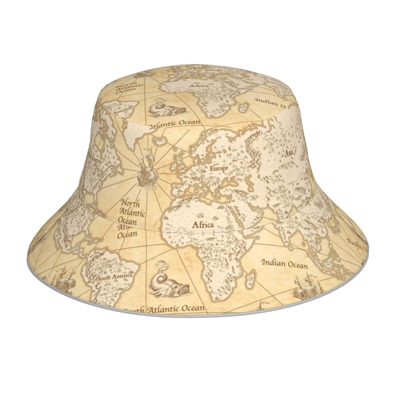 Kll World Map Bucket Hat For Women Men Packable Travel Beach Sun Hat ...