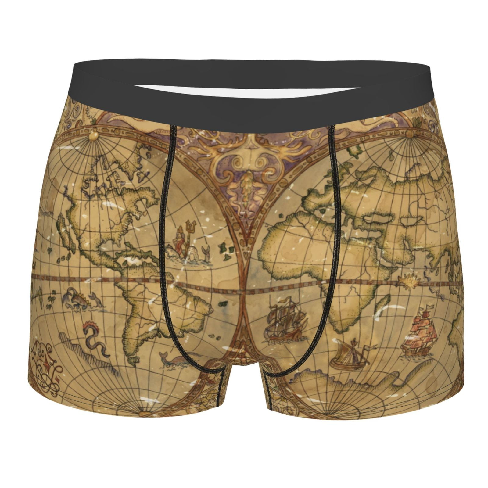 Kll World Map1 Men'S Cotton Boxer Briefs Underwear-Large - Walmart.com