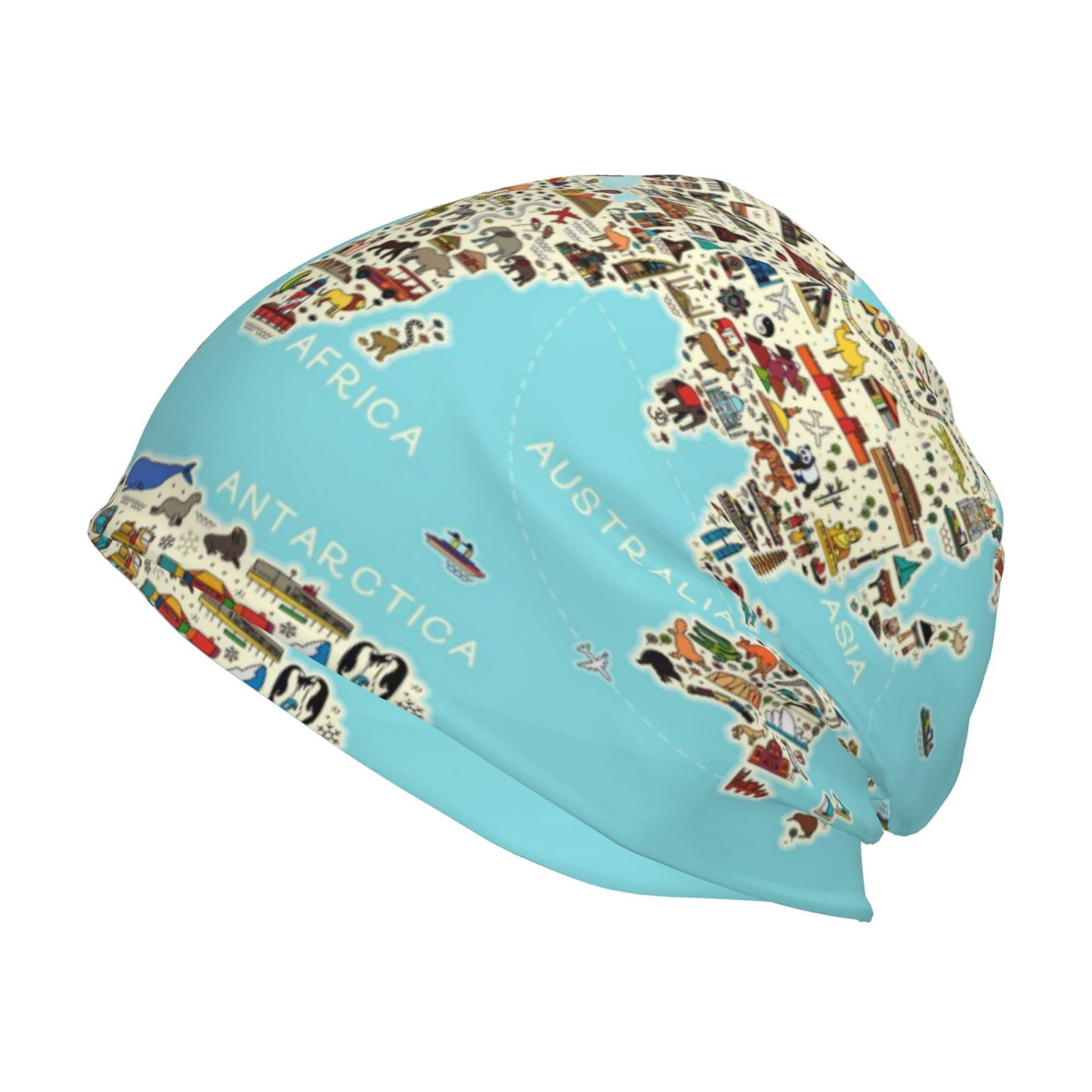 Kll World Travel Line Icons Map Winter Fall Beanie Knit Hats For Men ...